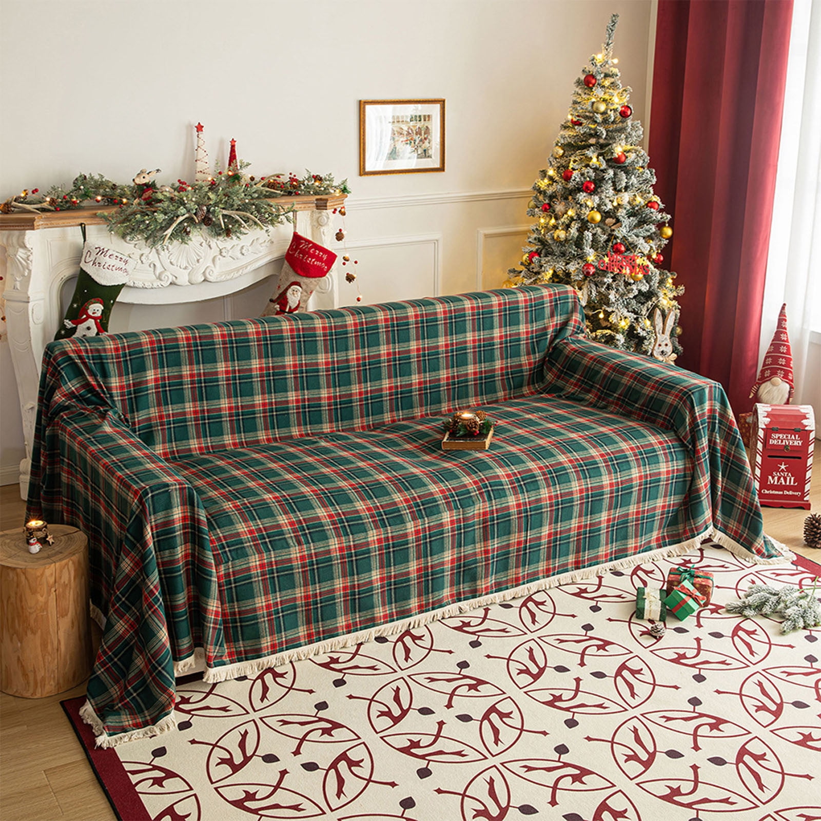 HomeKingdee Buffalo Plaid Sofa Covers for Sectional Sofa Farmhouse ...