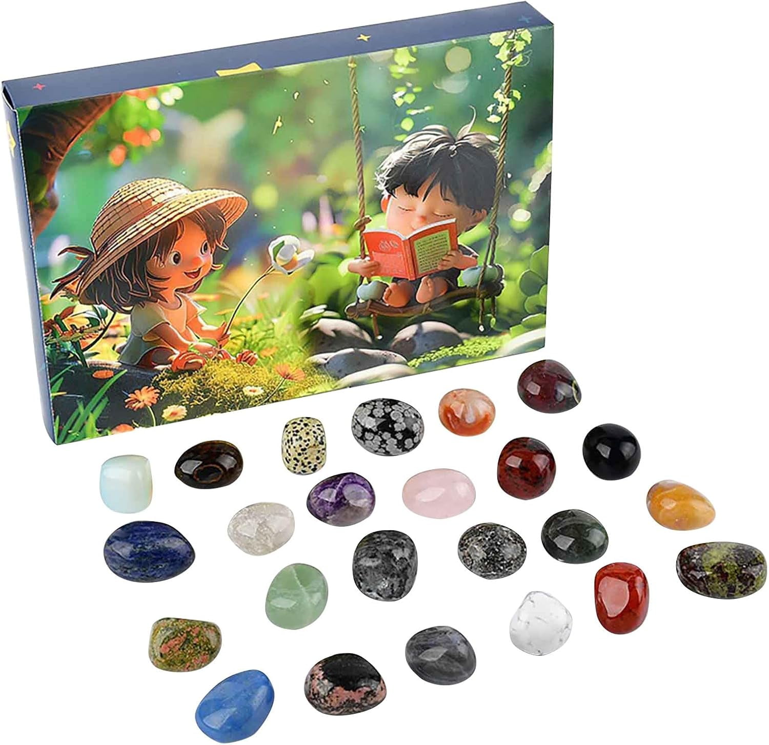 HomeKingdee Christmas Advent Calendar, Natural Rocks Minerals Crystal ...