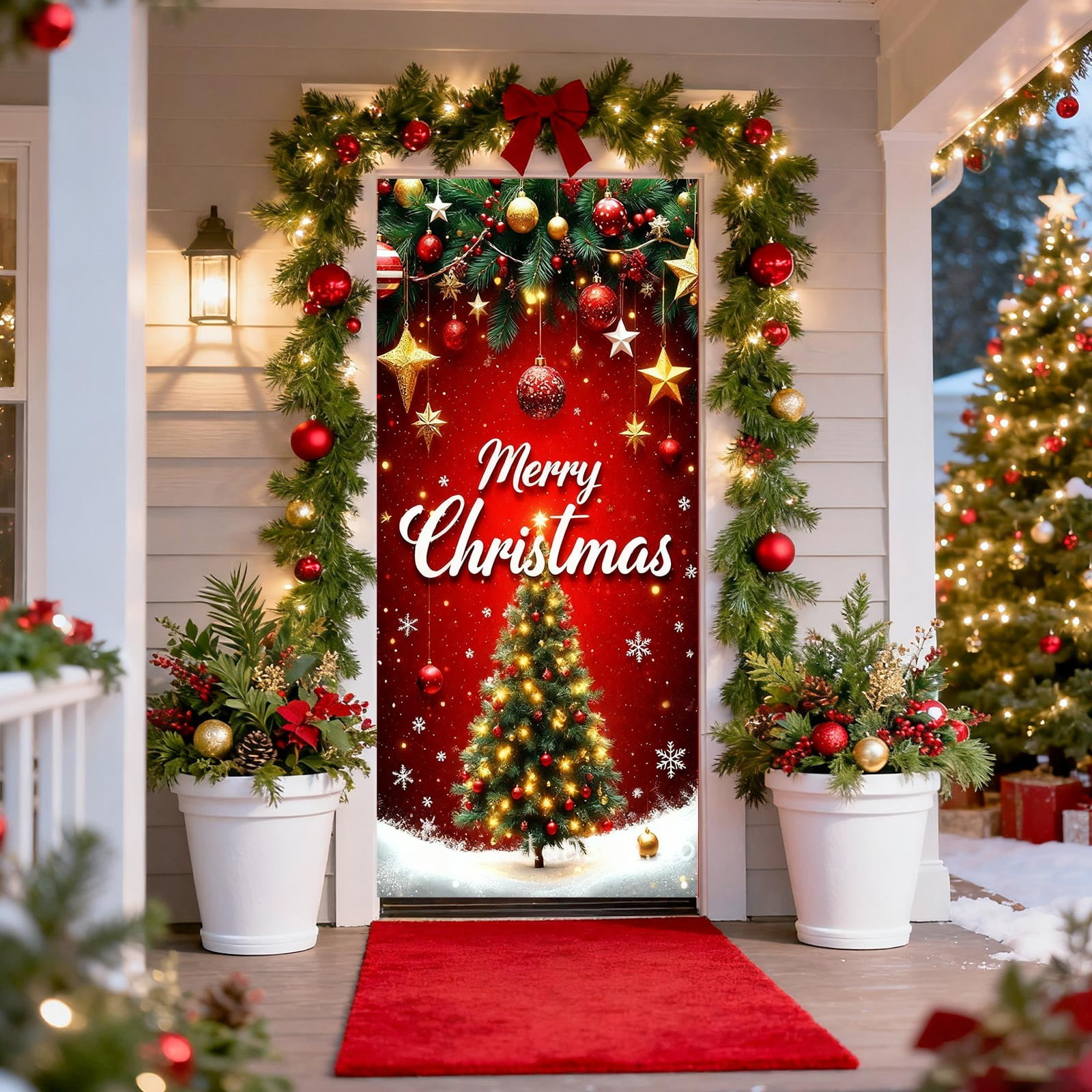 HomeKingdee Christmas Door Cover - Merry Christmas Decorations With ...