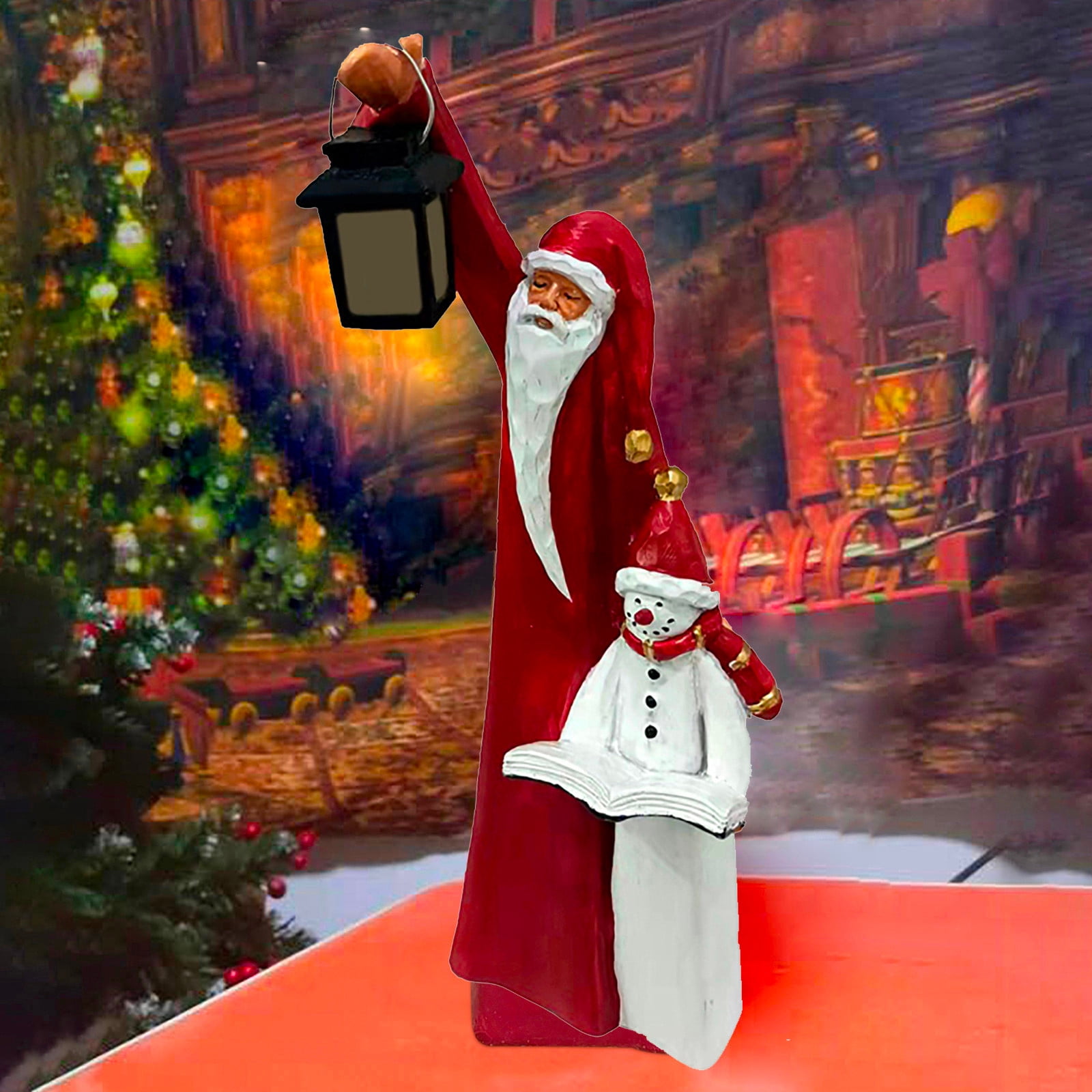 HomeKingdee Christmas Santa Claus and Snowman Statue Decorations Resin ...