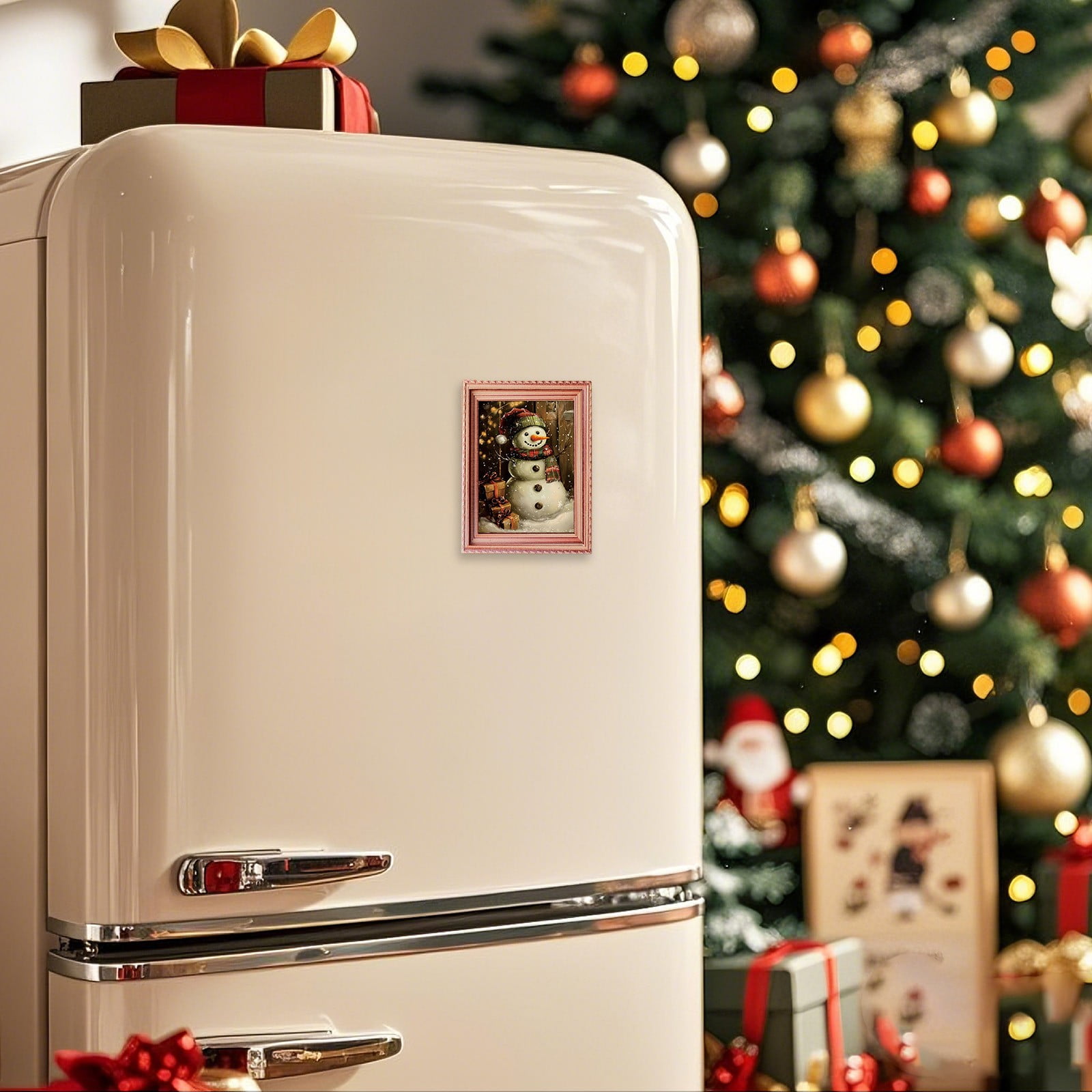HomeKingdee Christmas Snowman Wood Frame Refrigerator Magnets- Festive ...