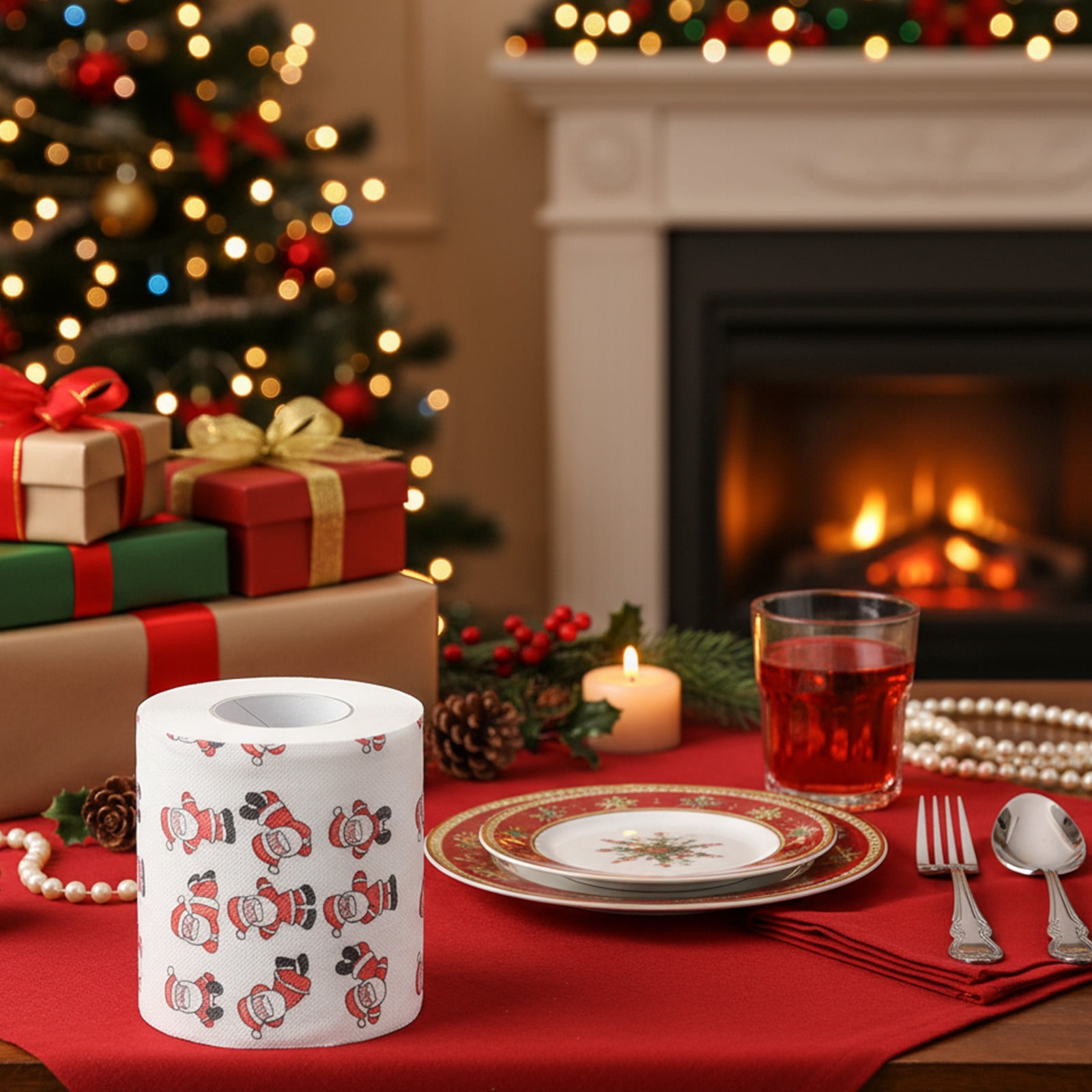 HomeKingdee Christmas Toilet Paper Printed Toilet Paper Santa Toilet ...
