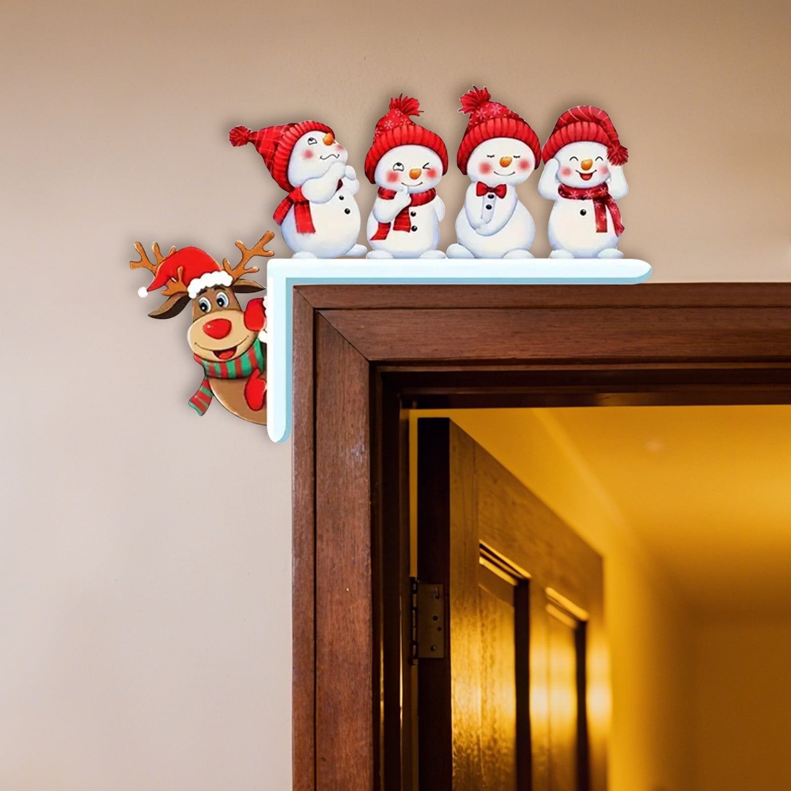 HomeKingdee Christmas Wooden Corner Door Frame Decorations ...