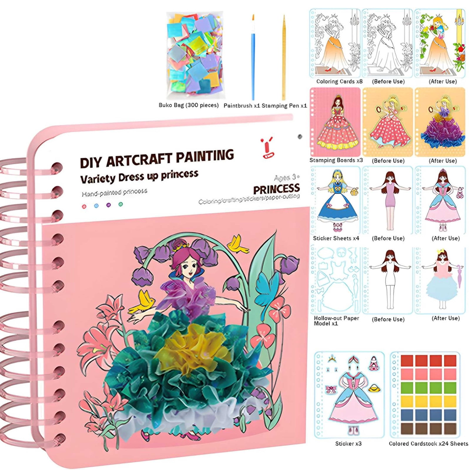 HomeKingdee Fun Art Kit Toys 3D Creative Princesses for Girls Birthday ...
