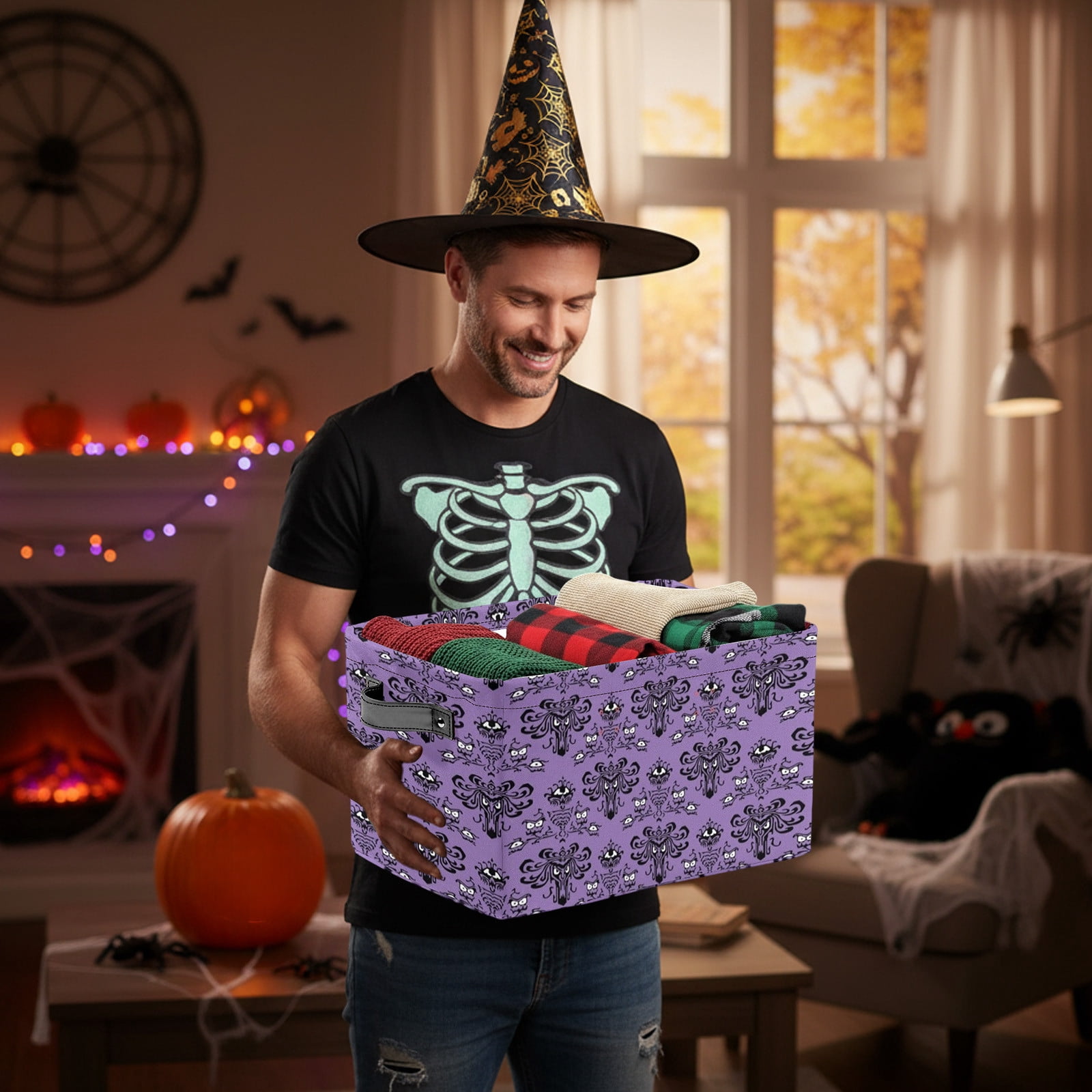 HomeKingdee Halloween Ghost Basket with Handles Spooky Boo Basket ...