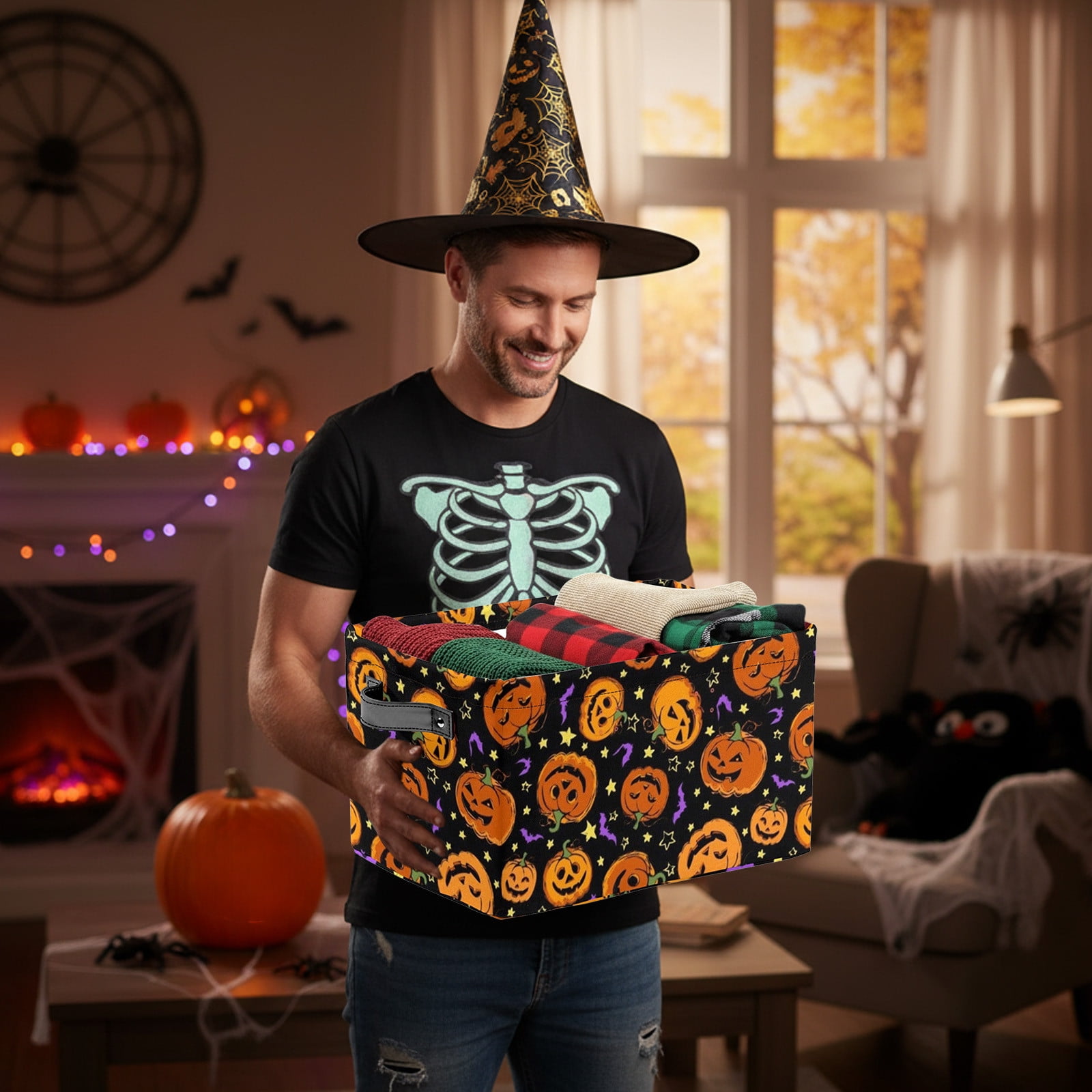 HomeKingdee Halloween Ghost Basket with Handles Spooky Boo Basket ...