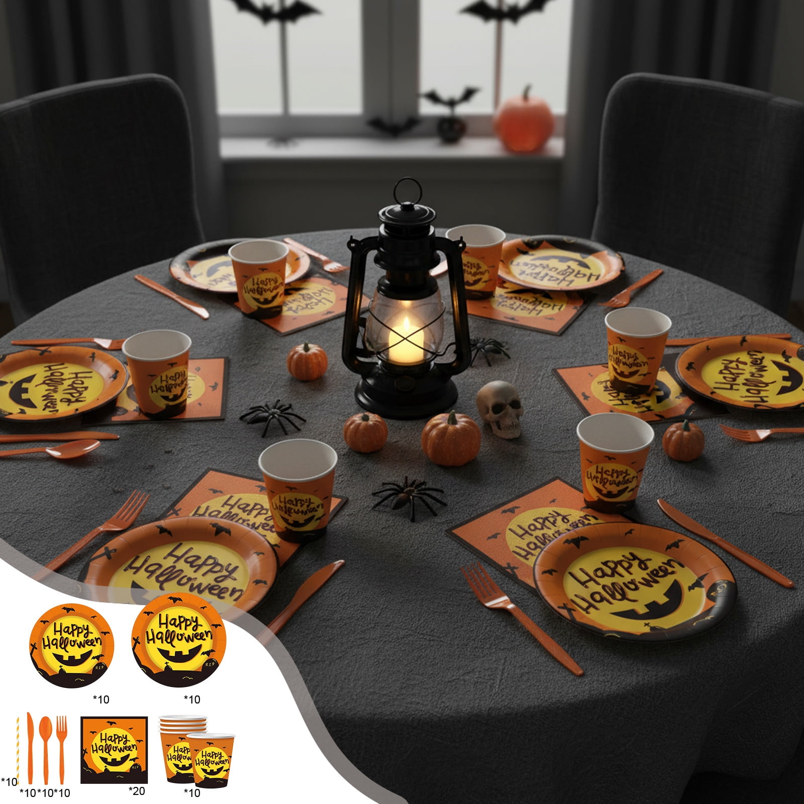 HomeKingdee Halloween Paper Plates and Napkins Happy Halloween Party ...