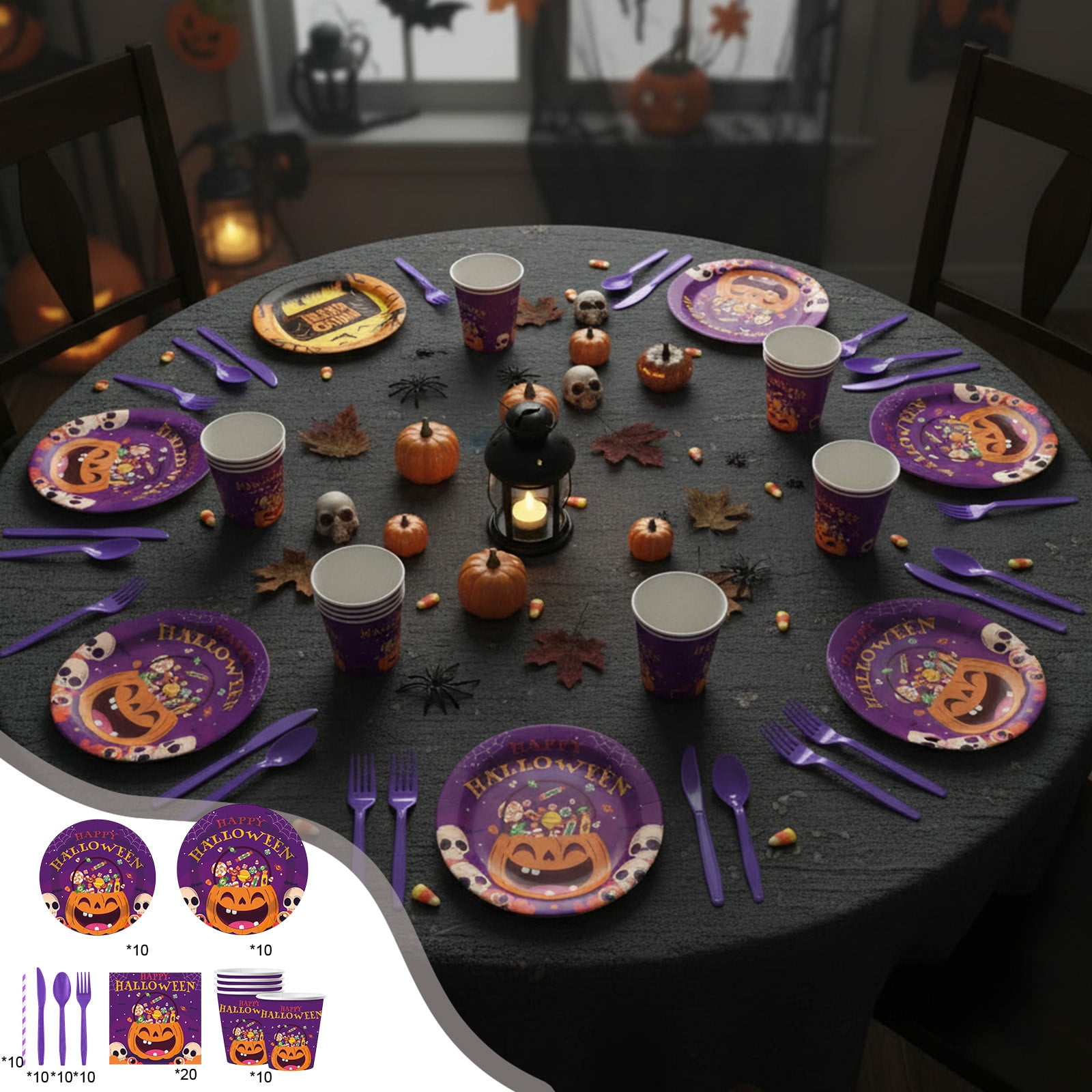 HomeKingdee Halloween Paper Plates and Napkins Happy Halloween Party ...