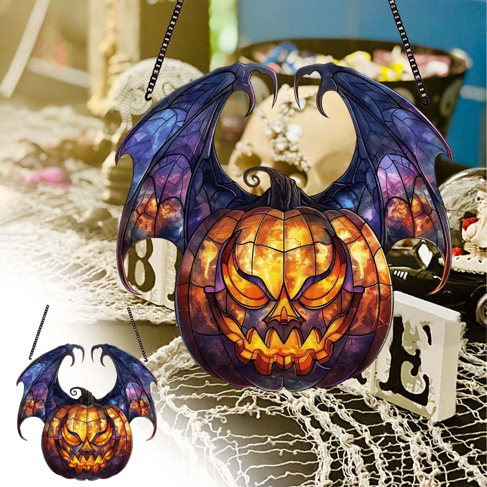 HomeKingdee Halloween Suncatchers Acrylic Hanging Colorful Bat ...
