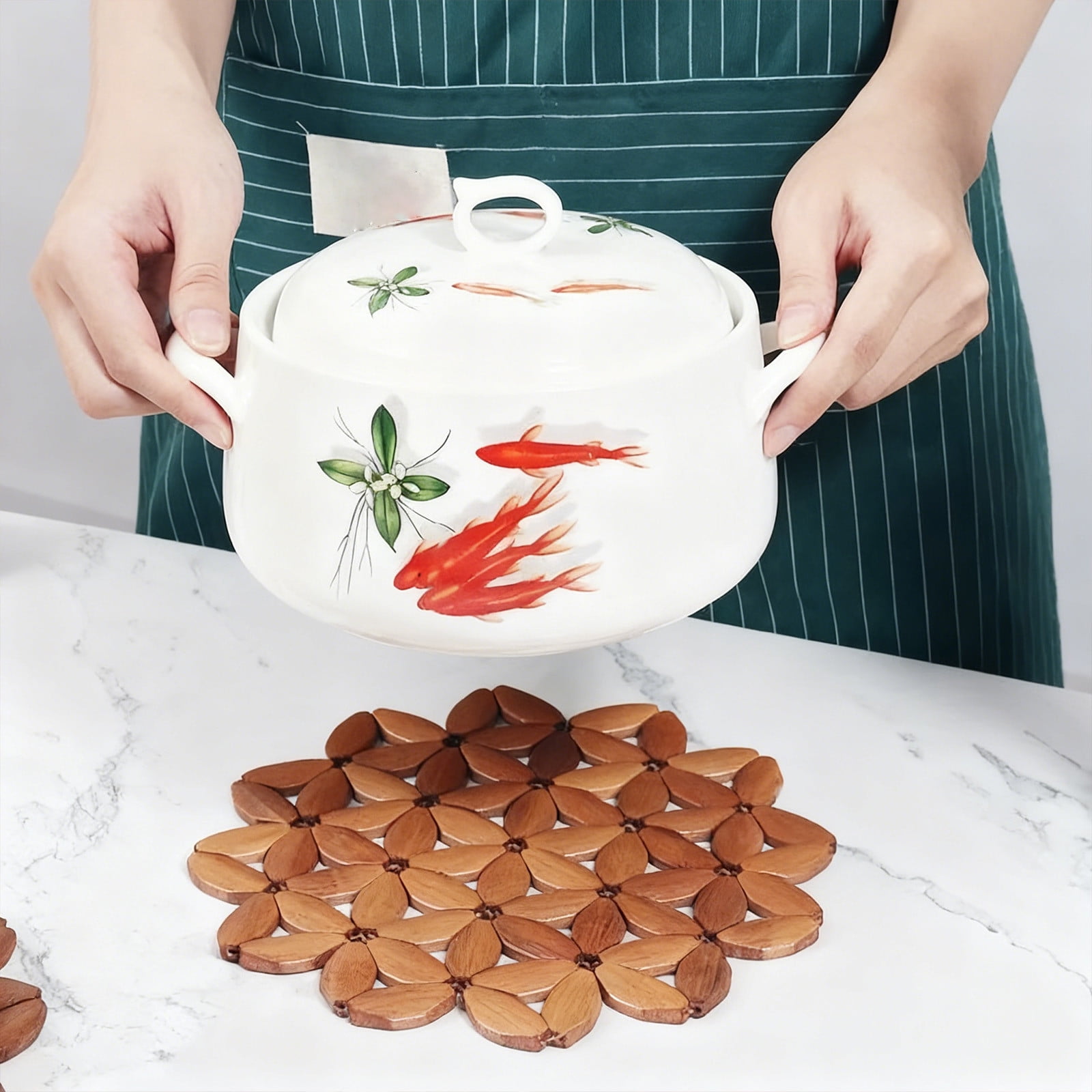 HomeKingdee Hot Pads Trivet,Table Solid Wood Trivets for Hot Dishes and ...