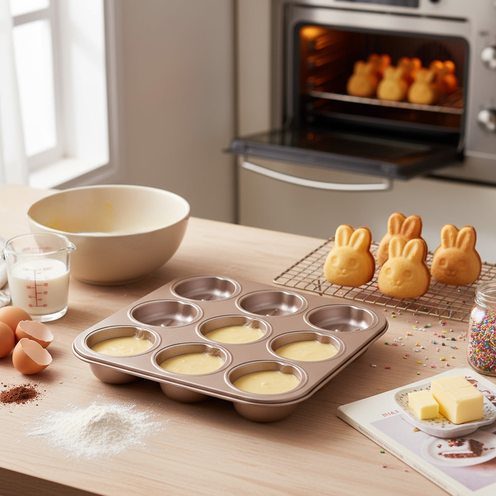 HomeKingdee Madeleine Pans for Baking 9-Cavity Cake Pan Non-Stick Bake ...