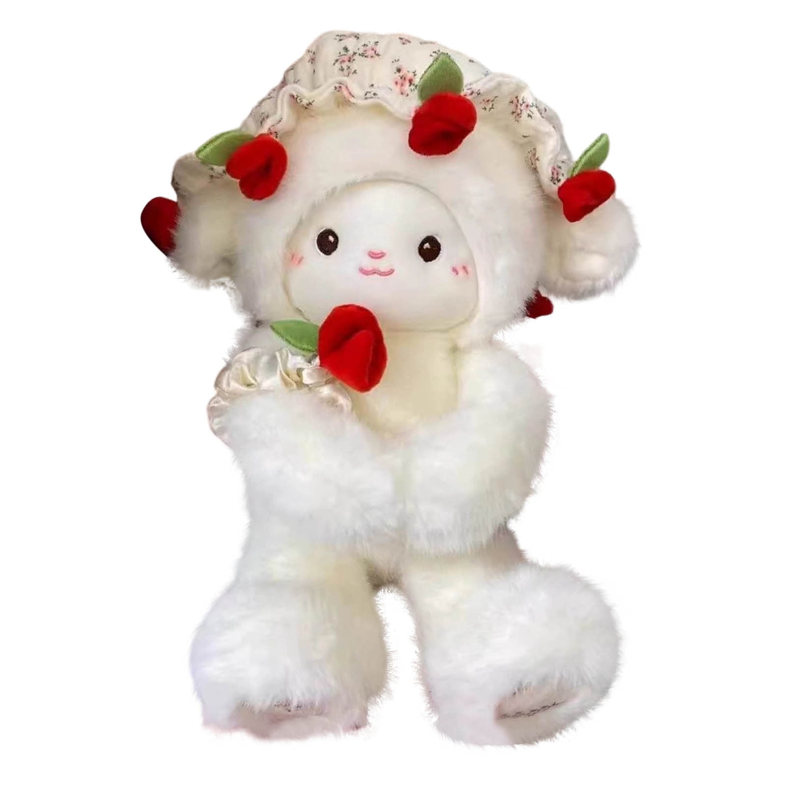 HomeKingdee Plush Lamb Pillow with Rose Bouquet Hat - Soft Stuffed ...