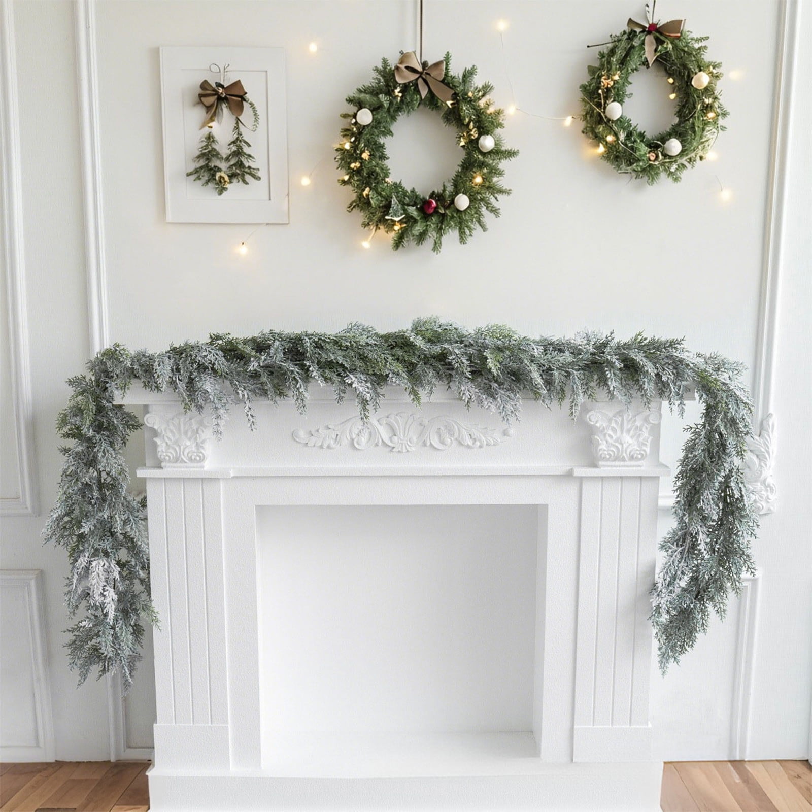 HomeKingdee Real Feel Artificial Garland, Light Flock, Realistic ...
