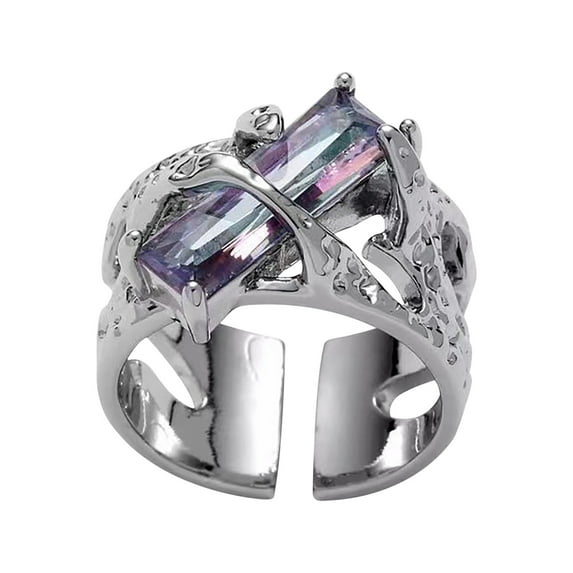 HomeKingdee Retro Geometric Thorn Ring - Adjustable Hollow Open Metal ...