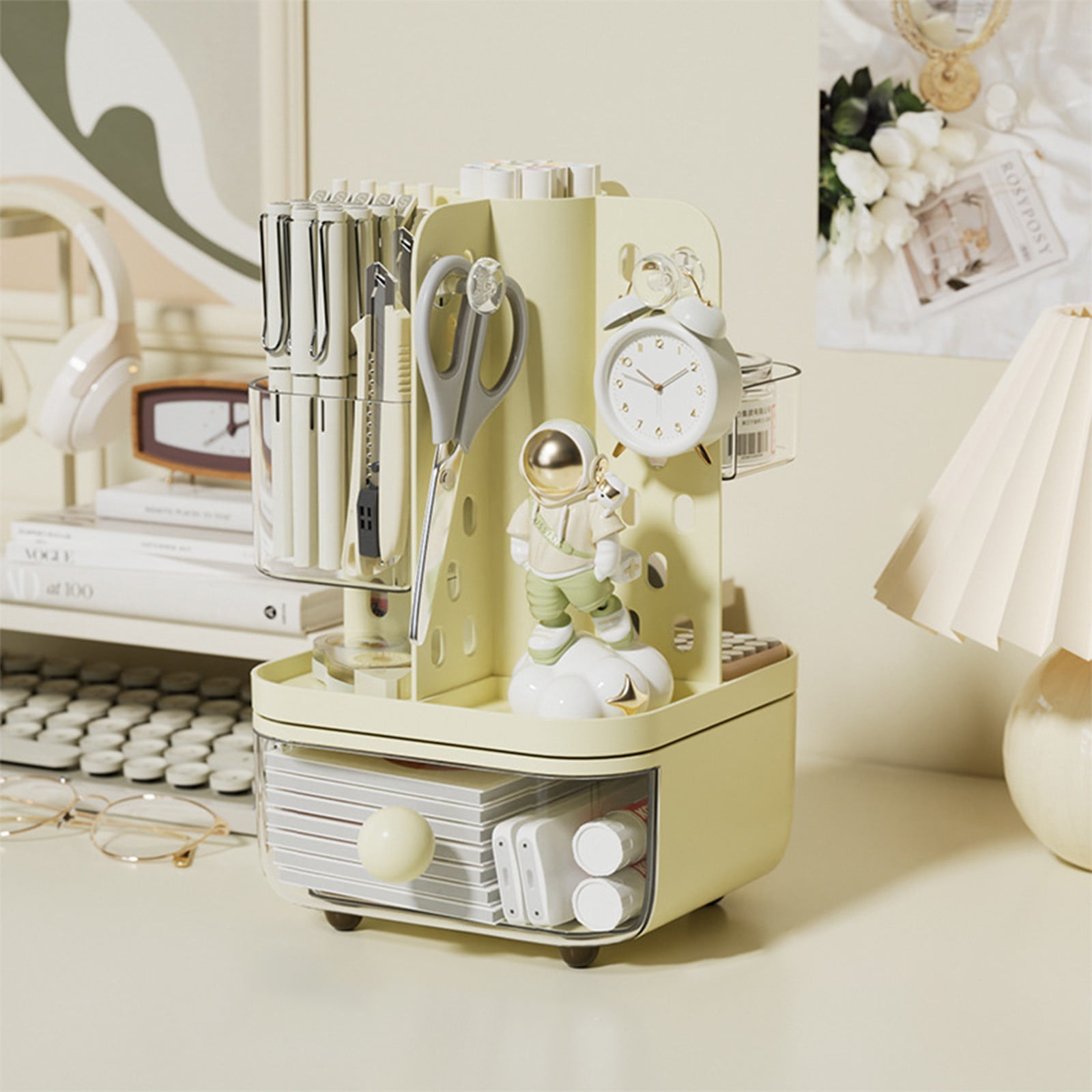 HomeKingdee Rotating Pegboard Desk Organizer - Student Office Storage ...
