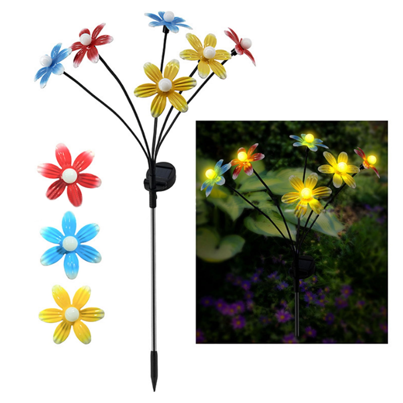 HomeKingdee Solar Petal Stake Light - Solar Powered LED Outdoor Garden ...