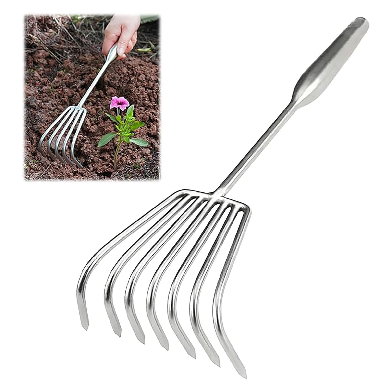 HomeKingdee Stainless Steel Garden Rake: Multi-functional Tool for ...