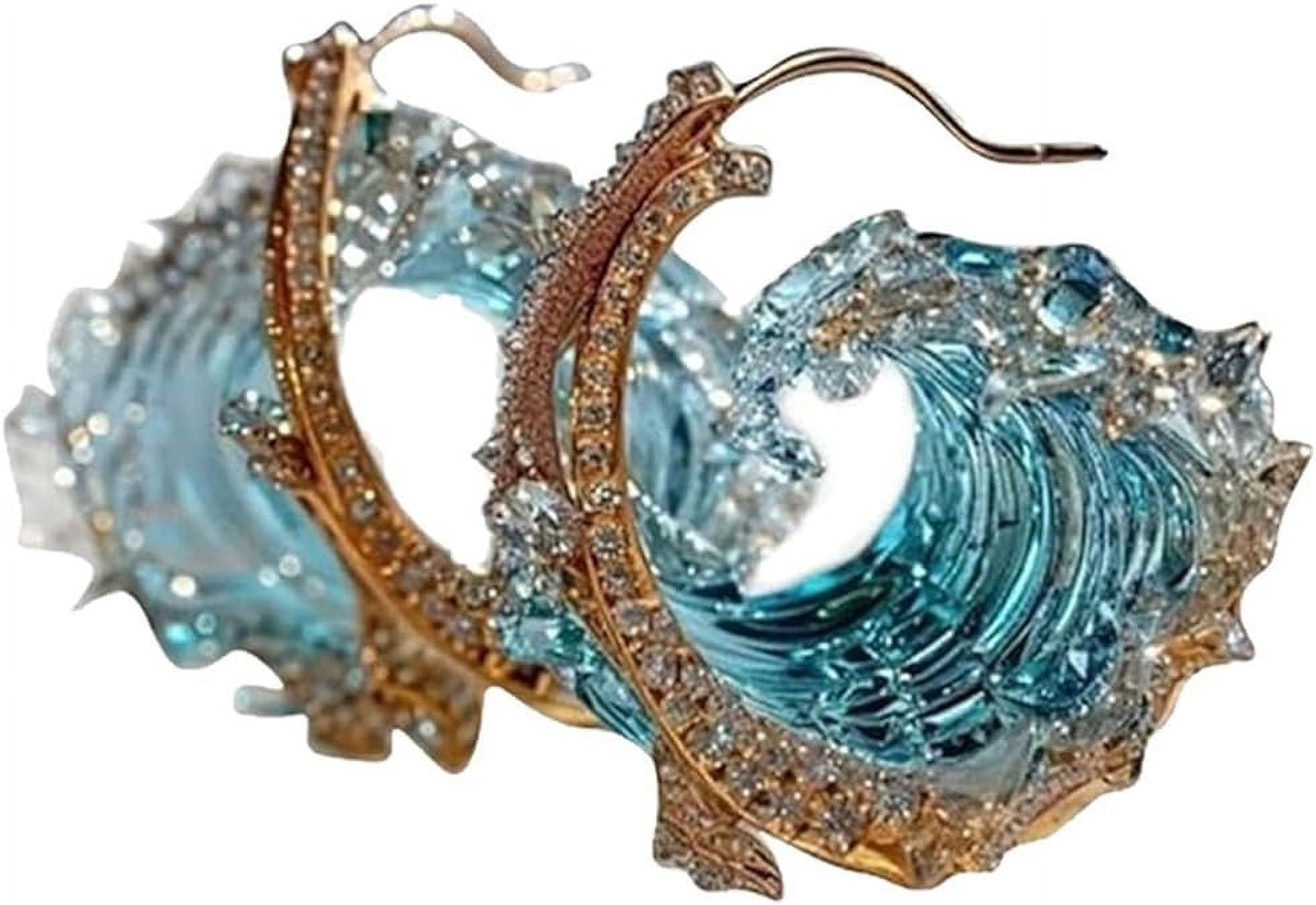 HomeKingdee Women's Sky Wavy Design Resin Jewelry Set with Zirconia ...
