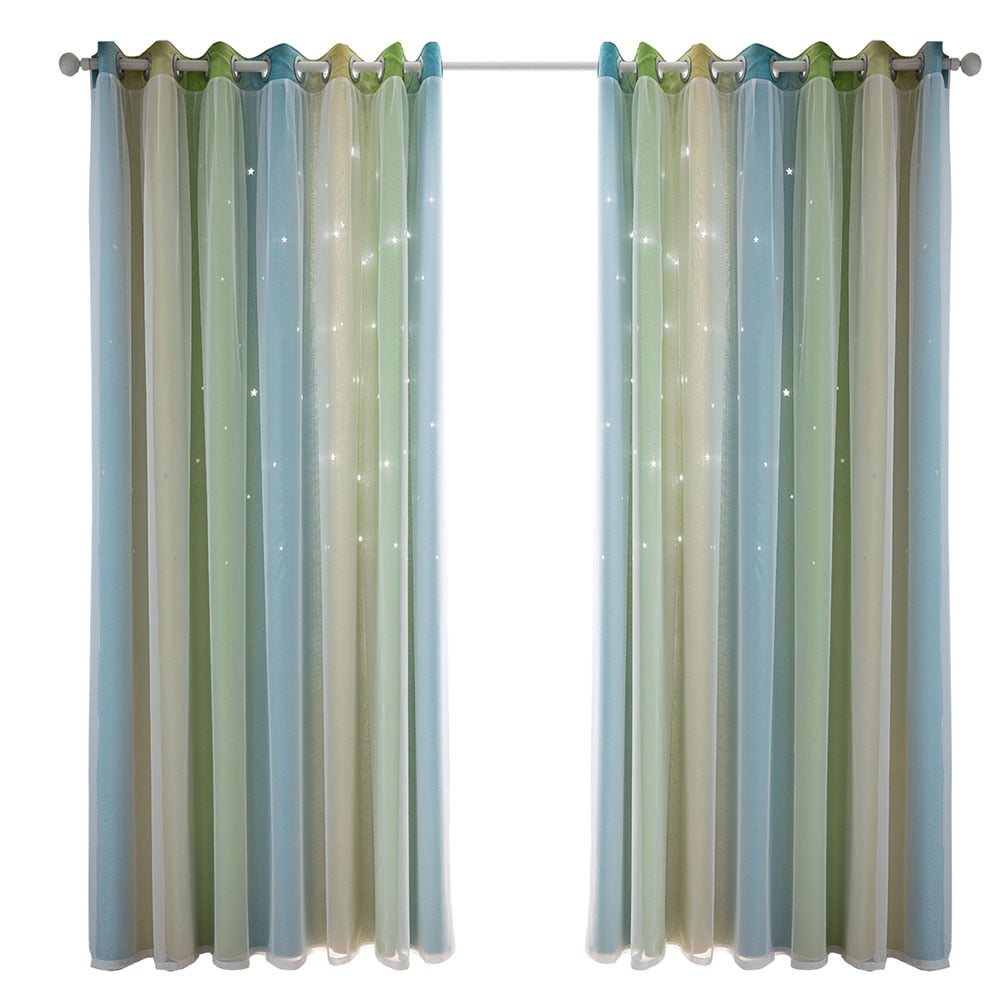 HomeLife 1 Pair Sunblind Window Curtains Ramp Color Hollow Star ...