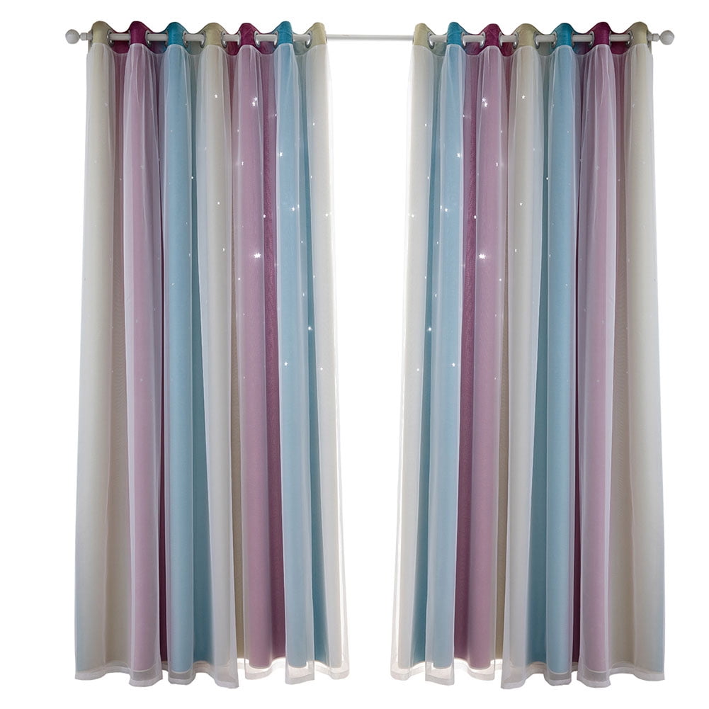 HomeLife 1 Pair Sunblind Window Curtains Ramp Color Hollow Star ...