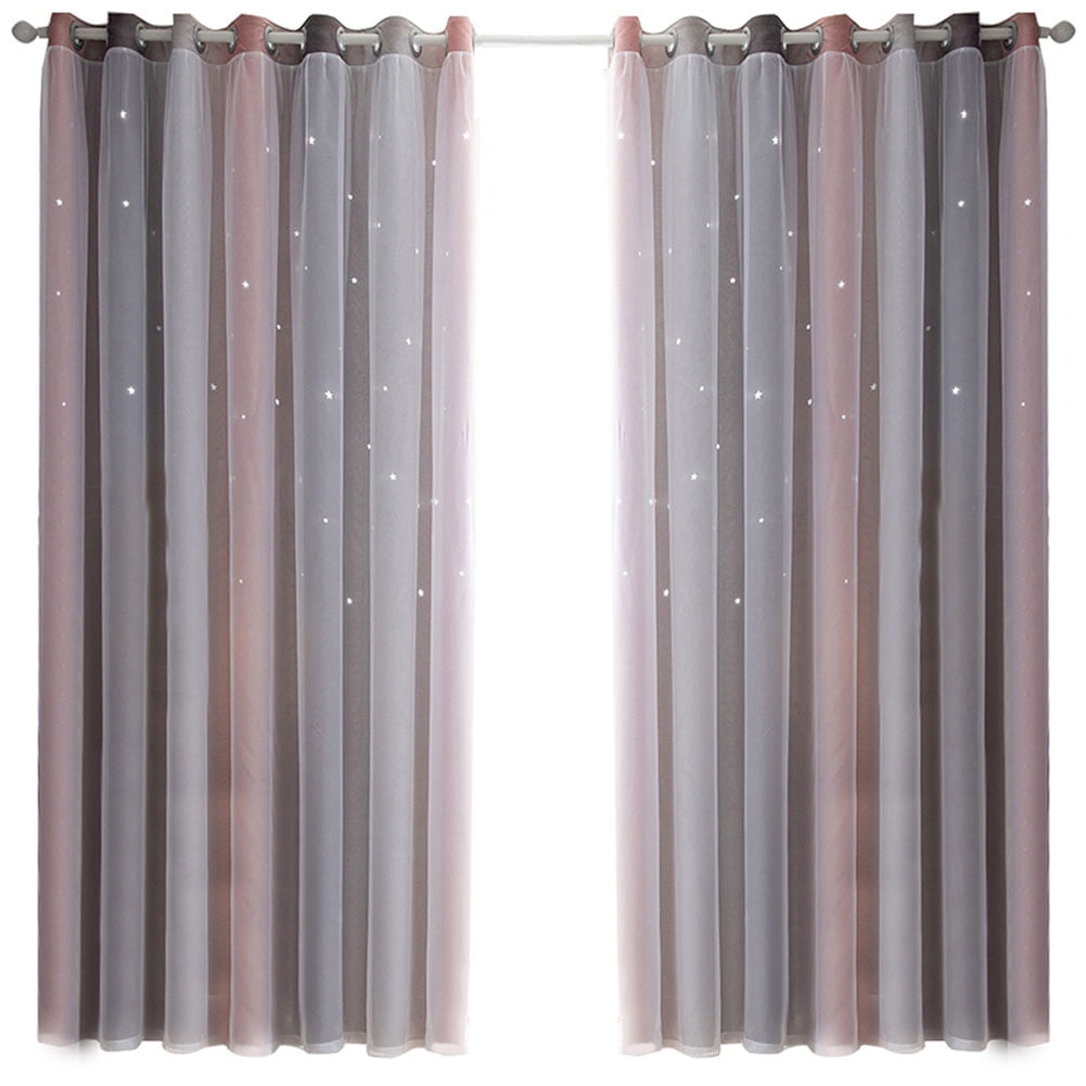 HomeLife 1 Pair Sunblind Window Curtains Ramp Color Hollow Star ...