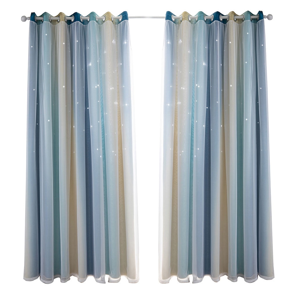 HomeLife 1 Pair Sunblind Window Curtains Ramp Color Hollow Star ...