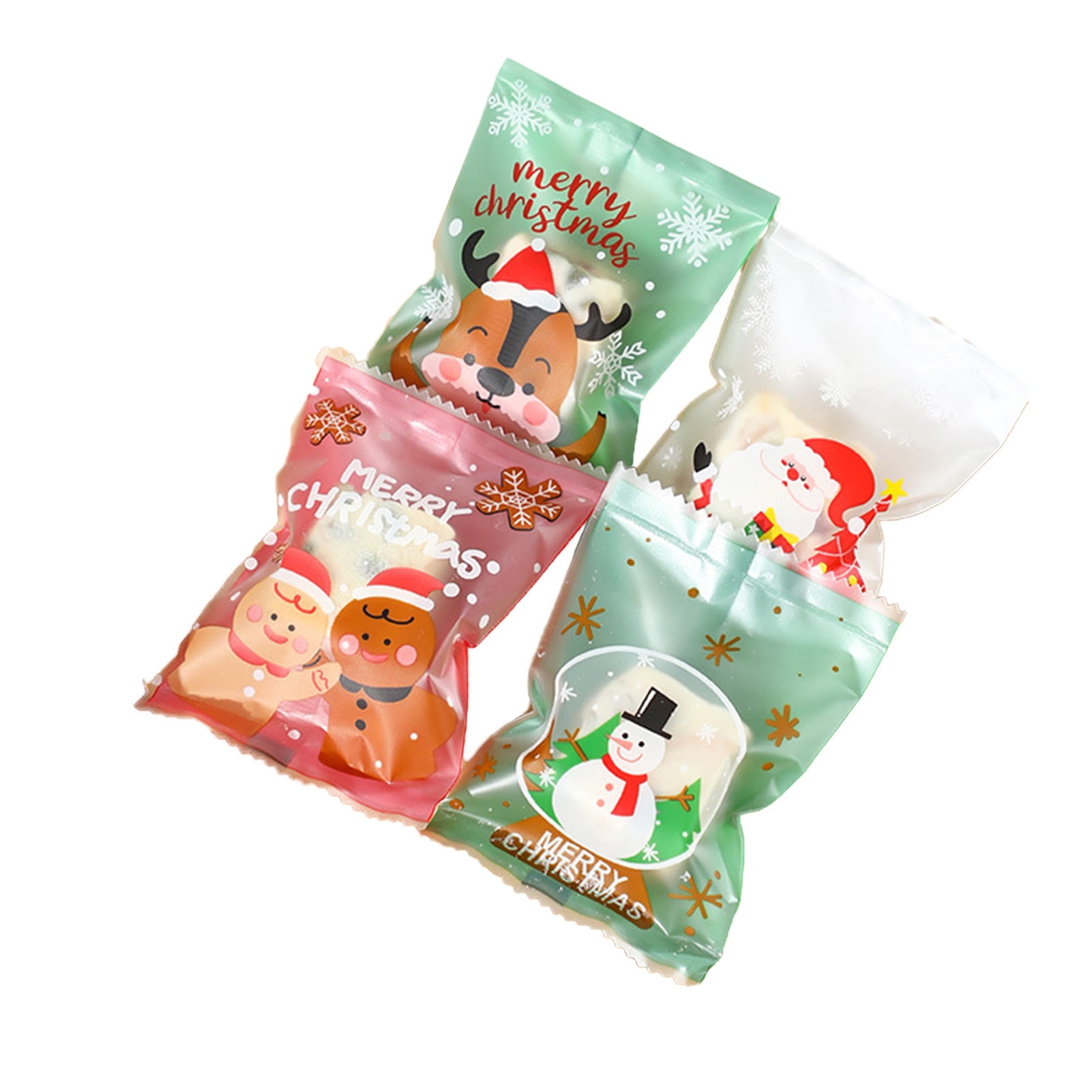 HomeLife 100Pcs Christmas Candy Bag Santa Snowman Elk Bear Food Grade ...