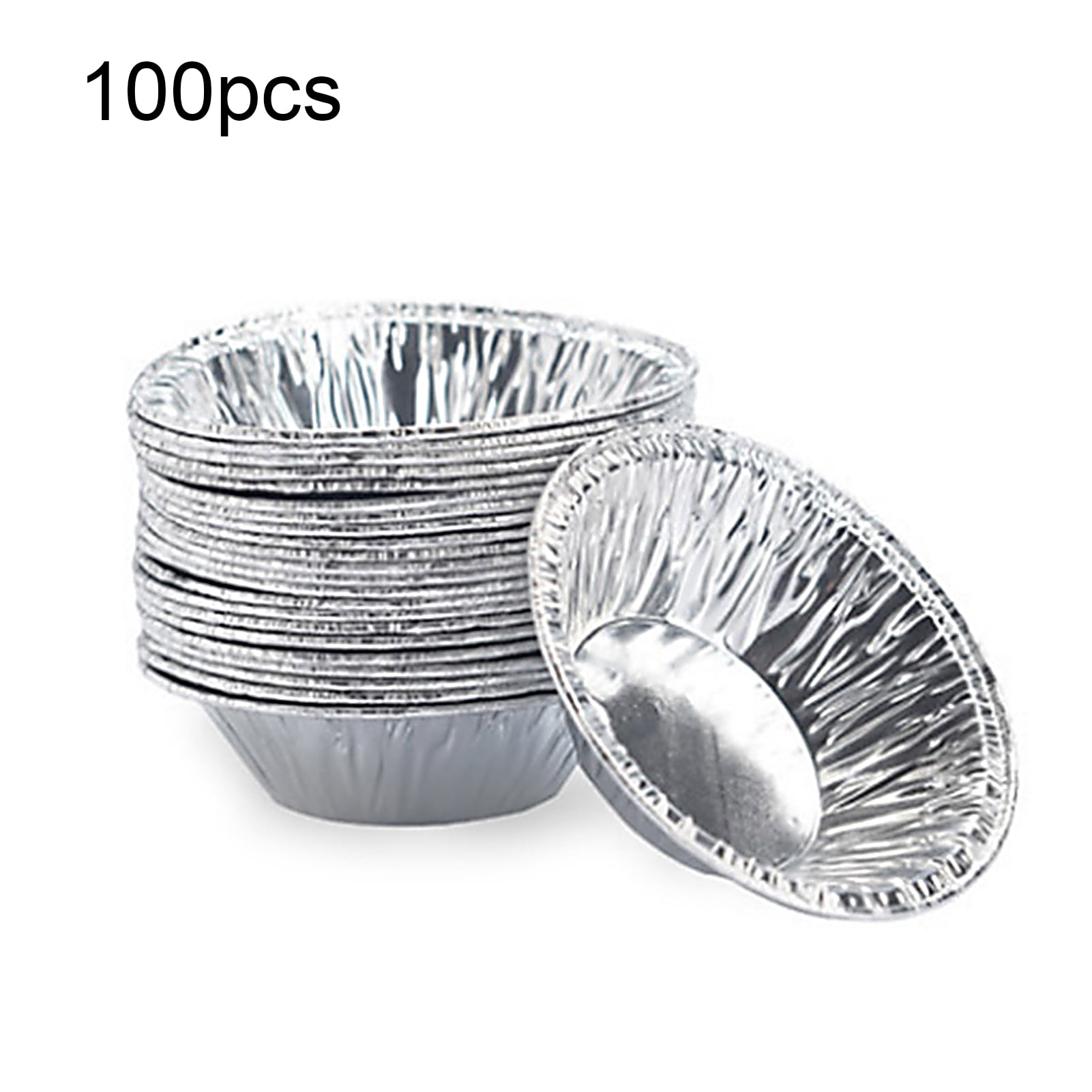 HomeLife 100Pcs Egg Flan Mould Round Disposable Pewter Dessert Cupcake ...