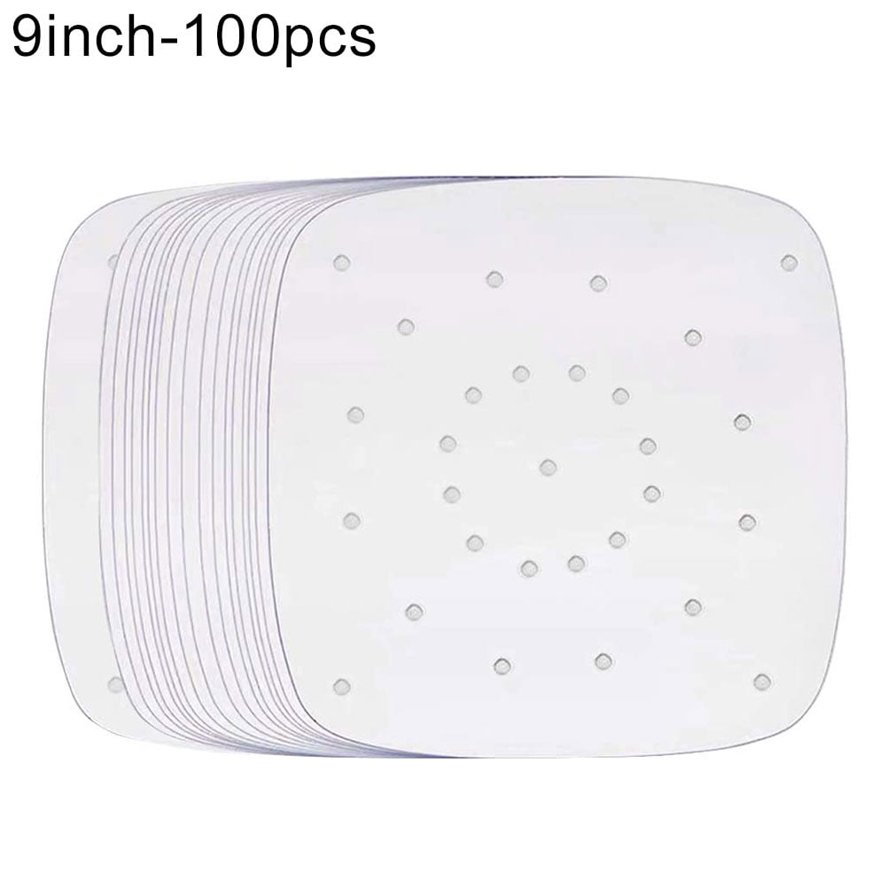 HomeLife 100Pcs Perforated Square Non-stick Air Frying Pan Pad Barbecue ...
