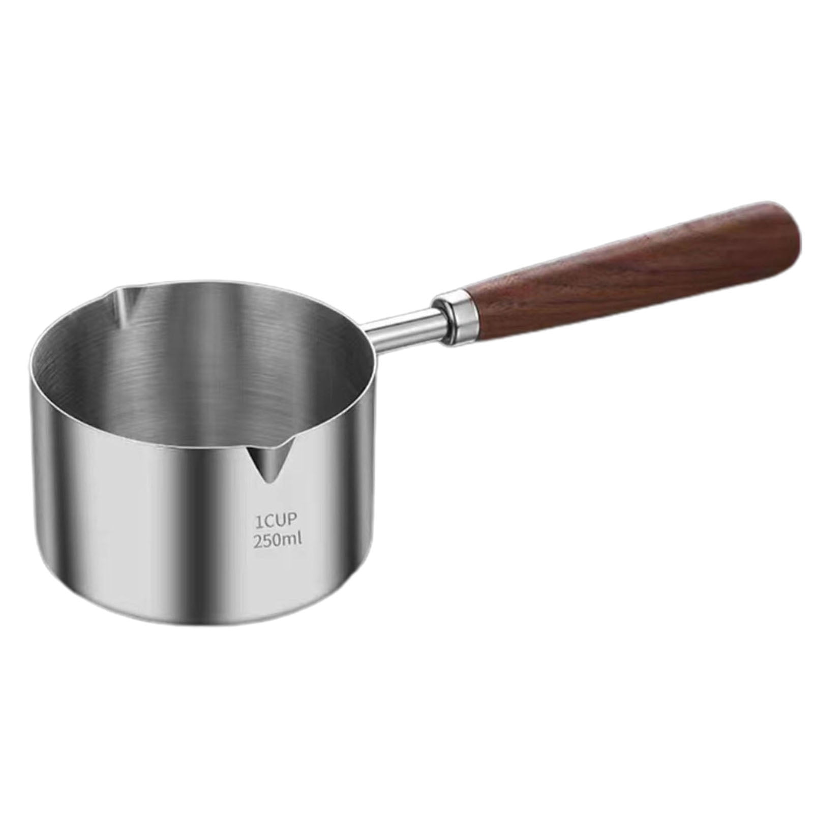 HomeLife 125/250ml Milk Pot Multi-purpose Wooden Handle Universal Heat ...
