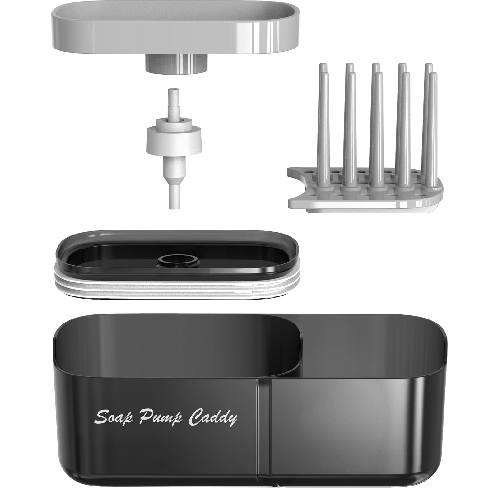 HomeLife 3-in-1 Multi-functional Soap Box with Sponge Holder Hollow Drain Pan Instant Refill ...