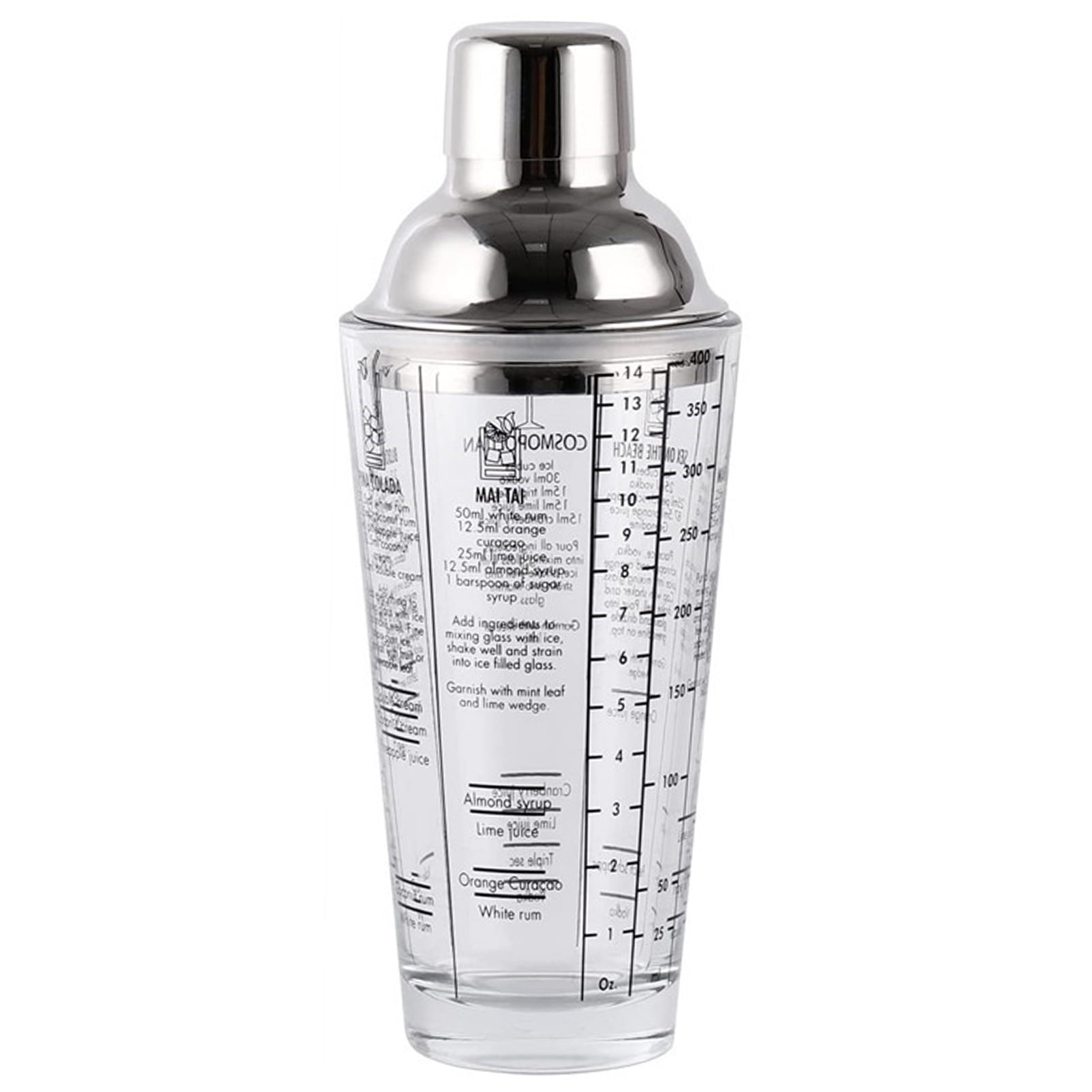 HomeLife 400ML Glass Cocktail Shaker with Stainless Steel Lid Clear ...
