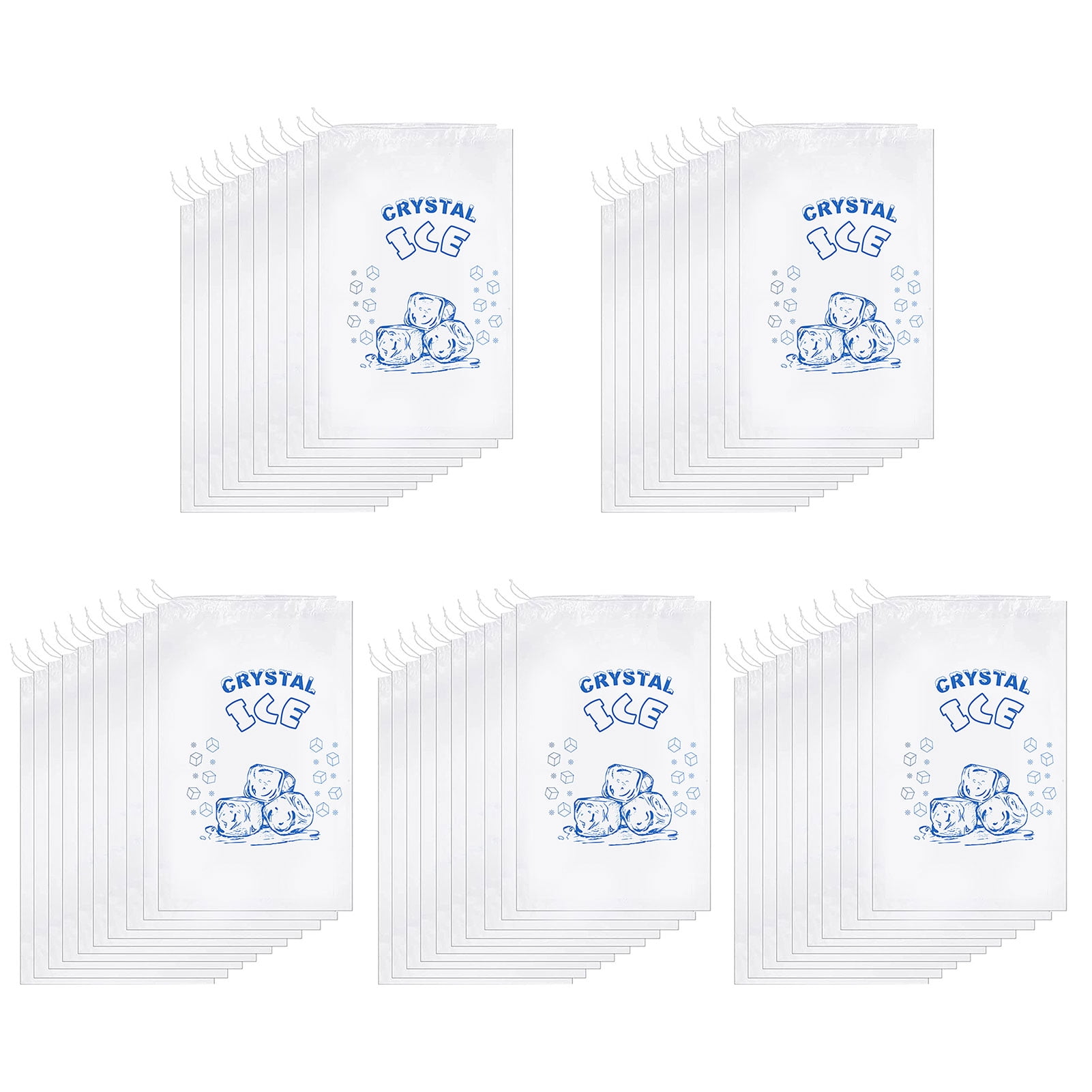 HomeLife 50Pcs/Set Ice Cube Bag Clear PE Adjustable Drawstring Closure ...
