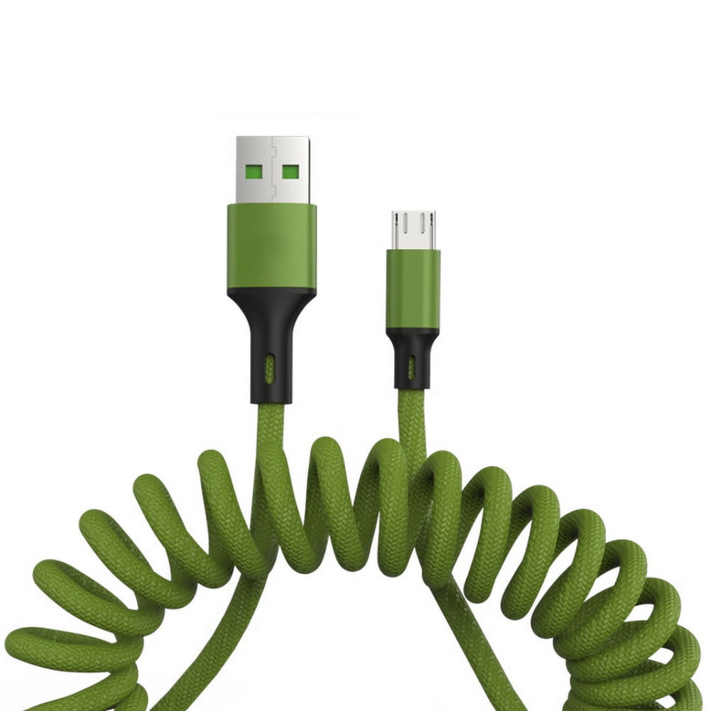 HomeLife 5A Spring Extension Micro USB Type-C Fast Charging Data Cable ...