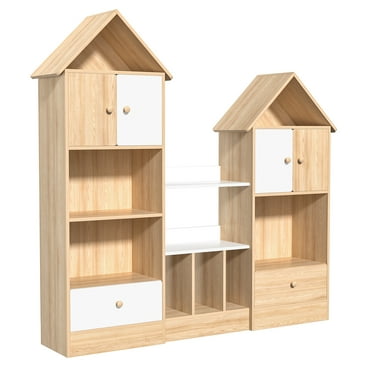 Cozy Castle 3-Piece U-Shaped Bookshelf, 8 Cubes, 4 Doors, Large Storage ...