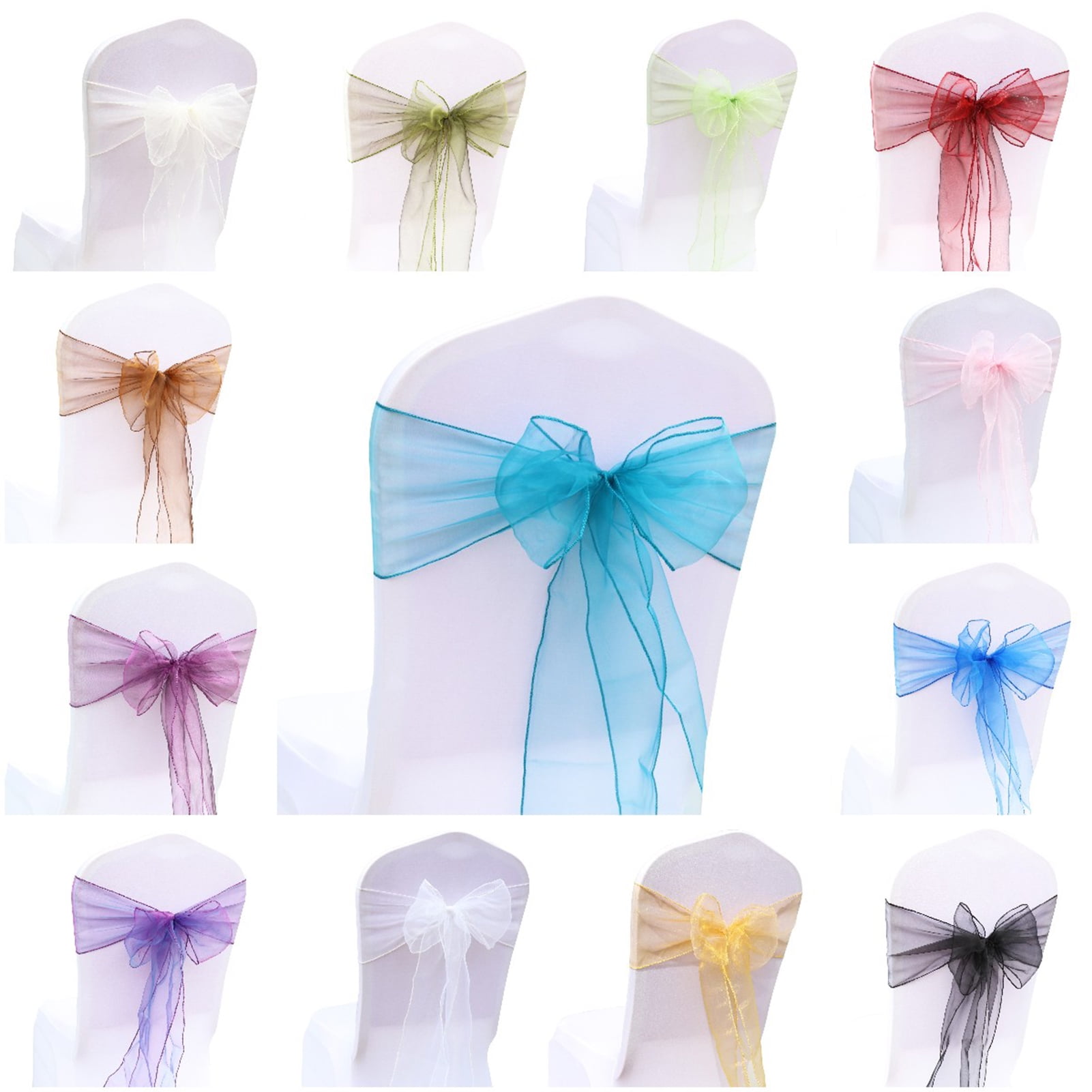 HomeLife Chair Back Sashes 40pcs Gauze Butterfly Chair Ribbon for ...