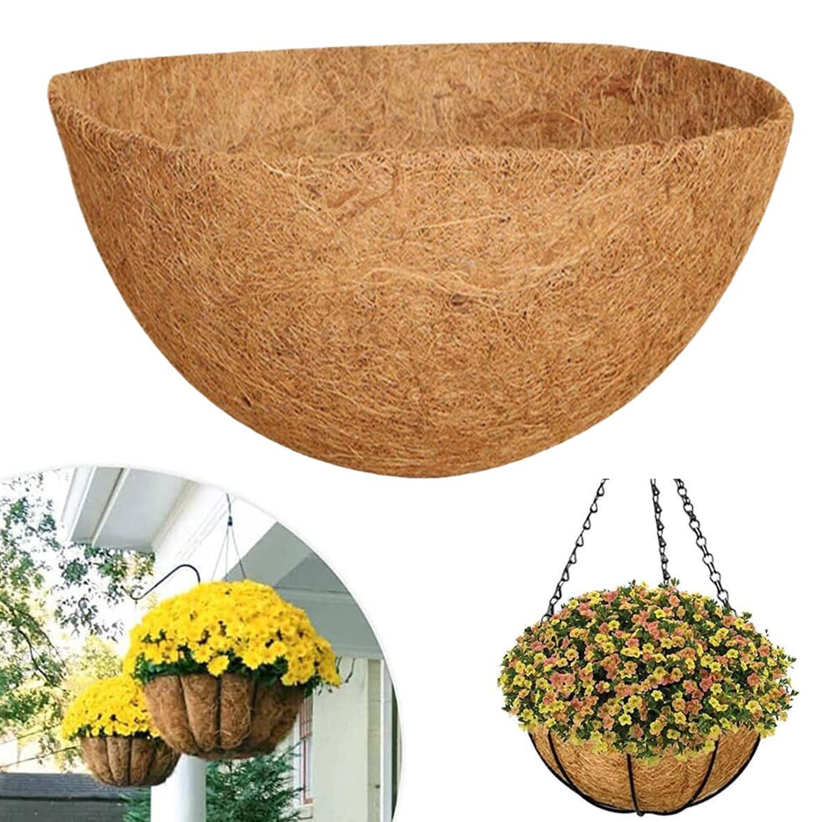 HomeLife Circular Hanging Basket Liner Coconut Palm Flower Basket Half ...