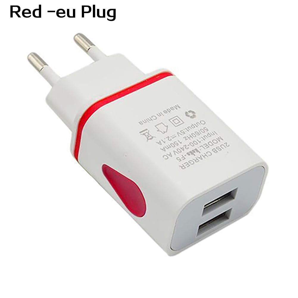 HomeLife Dual USB Ports LED Light 5V 2.1A US/EU Plug Wall Home Travel ...