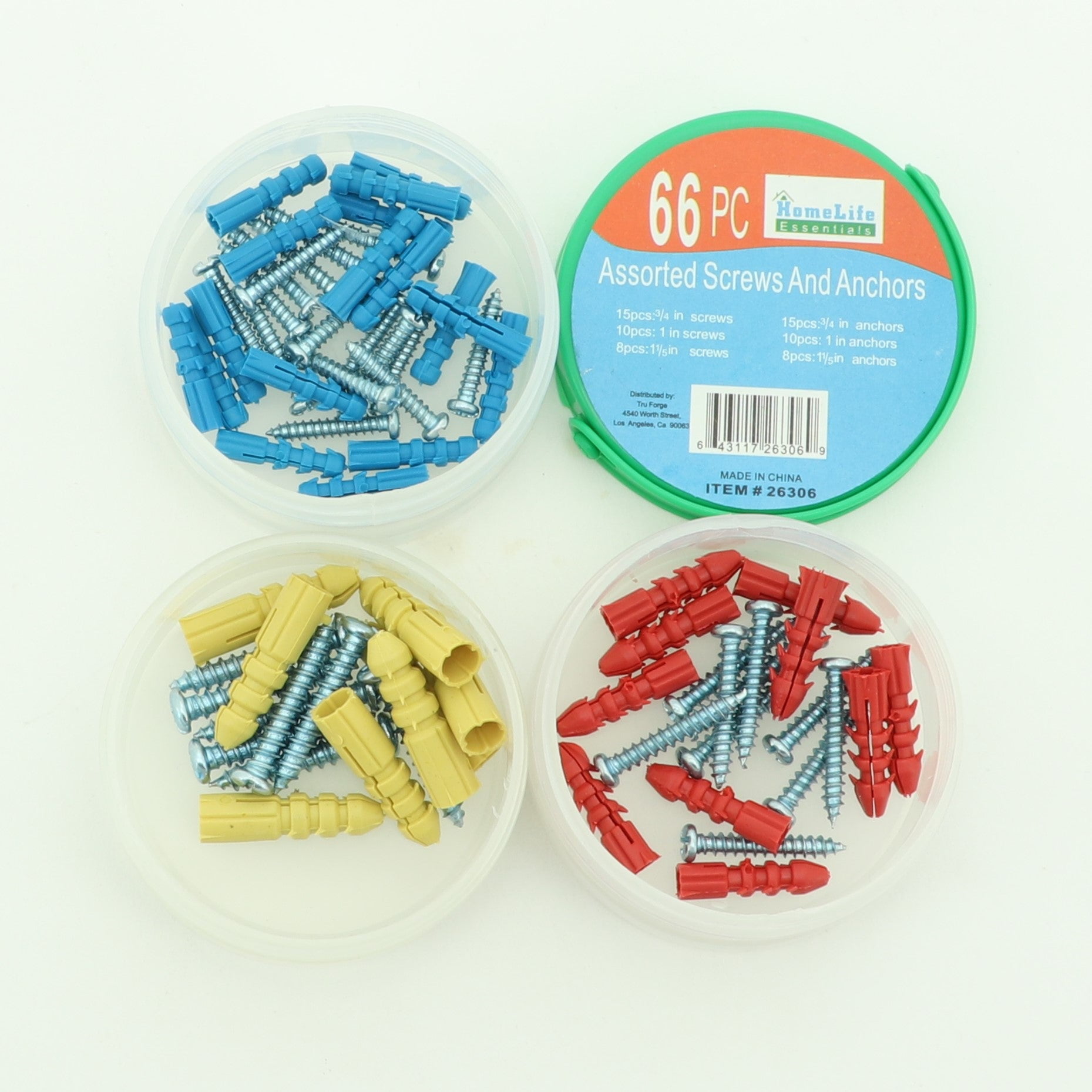 HomeLife Essentials 66pc Screws and Drywall Anchor Set with Storage ...