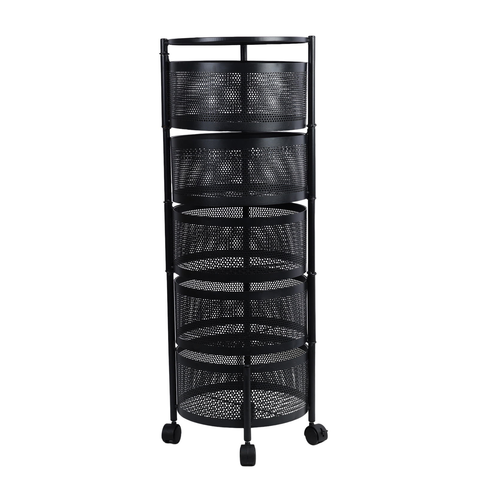 HomeLife Kitchen Storage Cart, 5 Tier Circular Rotating Basket, Large ...