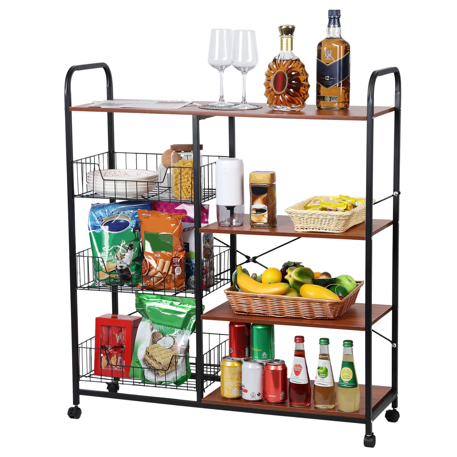 HomeLife Kitchen Storage Rack Mobile Wheeled Storage Rack Floor To ...