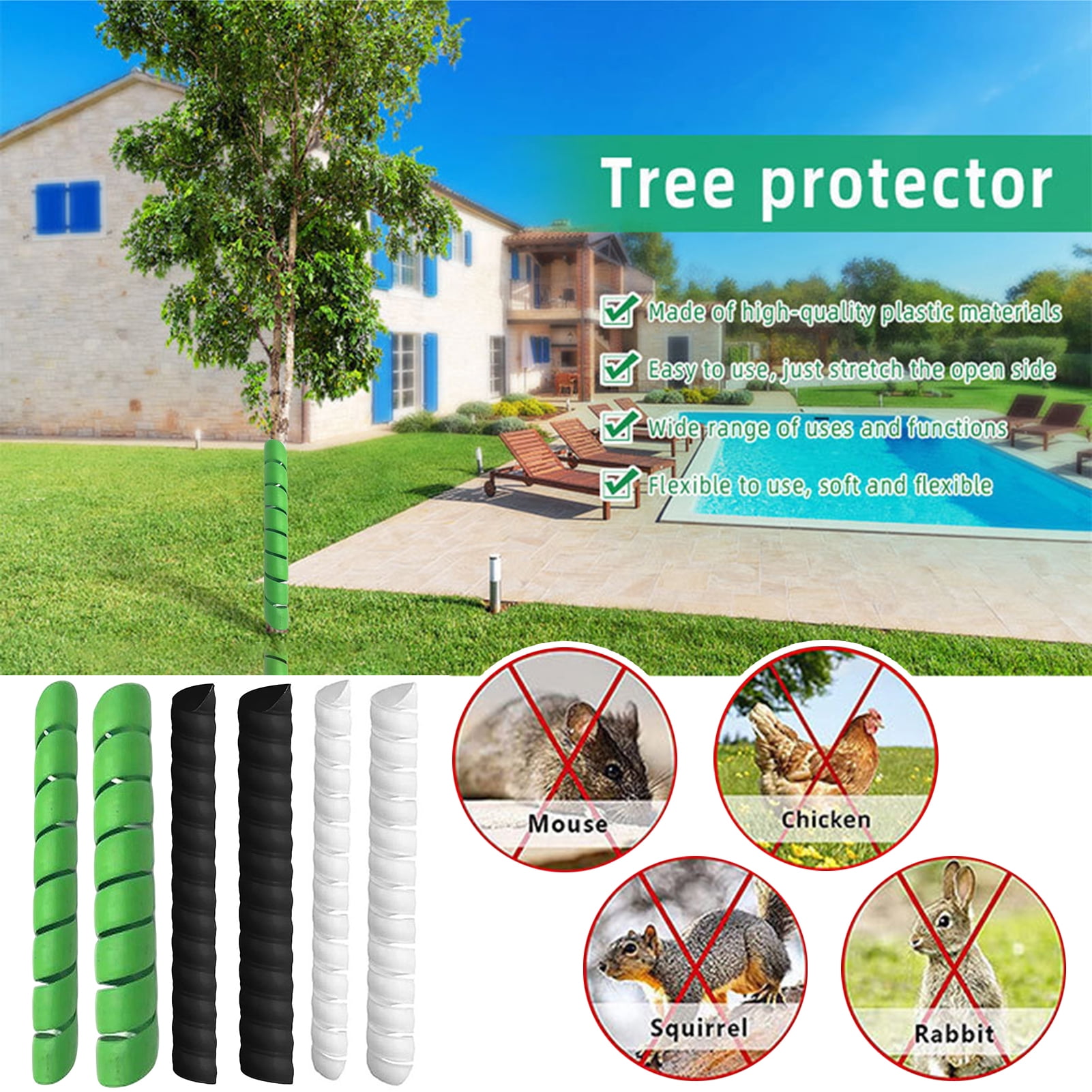 HomeLife Plastic Wrapped Bark Pipes Tree Trunk Protector To Prevent Squirrels and Mice From ...