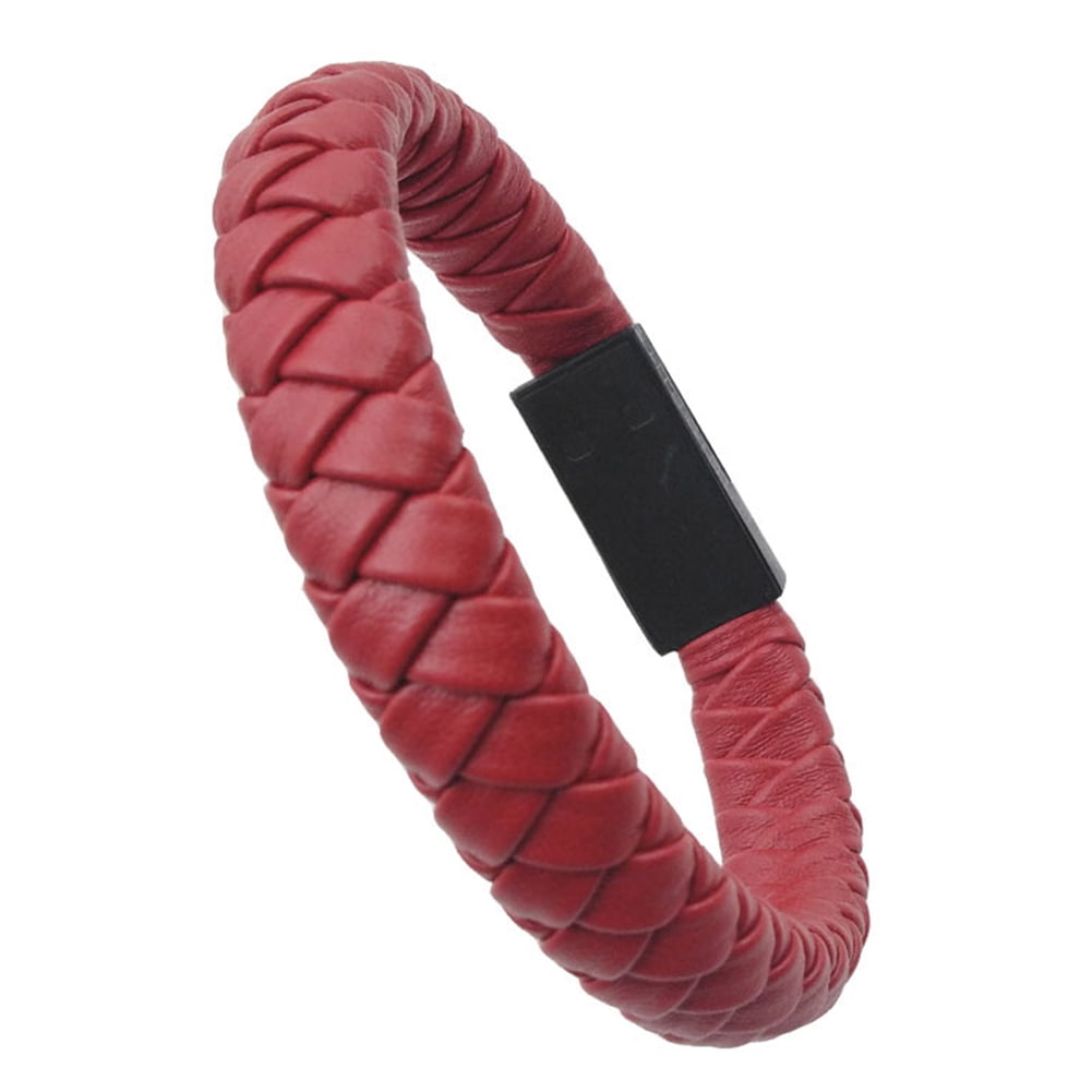 HomeLife Portable Faux Leather Woven Mini Type-C Micro USB Charging ...
