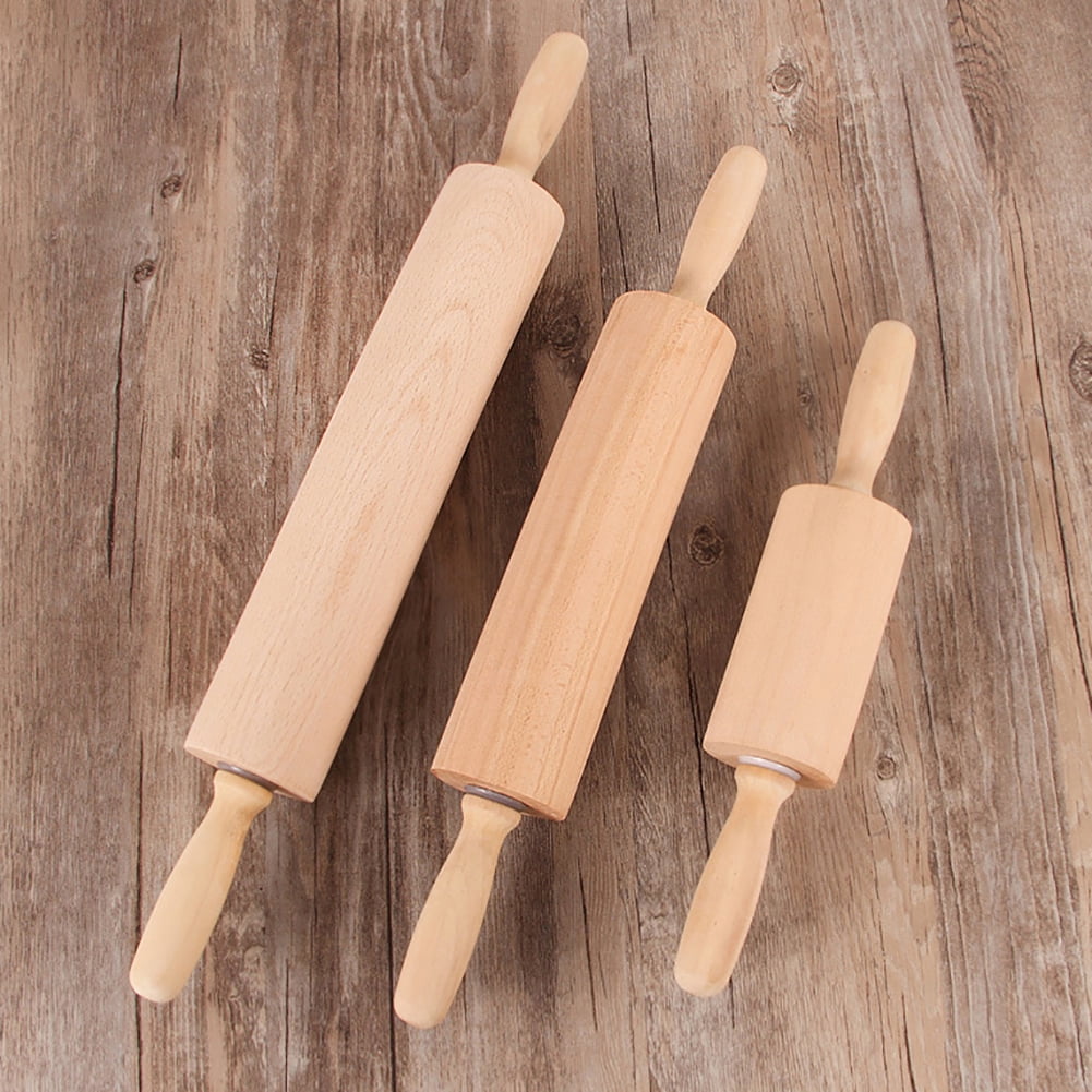HomeLife Solid Wood Rolling Pin No Paint or Wax Beech Roller Rolling Noodle Stick for Dumpling ...