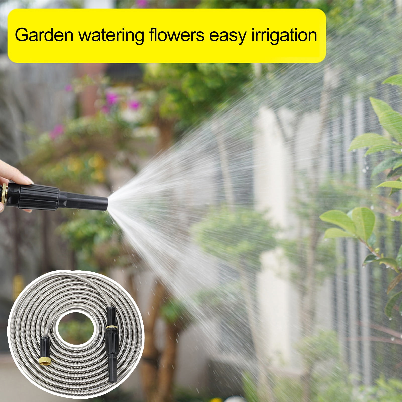 HomeLife Stainless Steel Garden Water Pipe, Outdoor Metal Booster Water ...