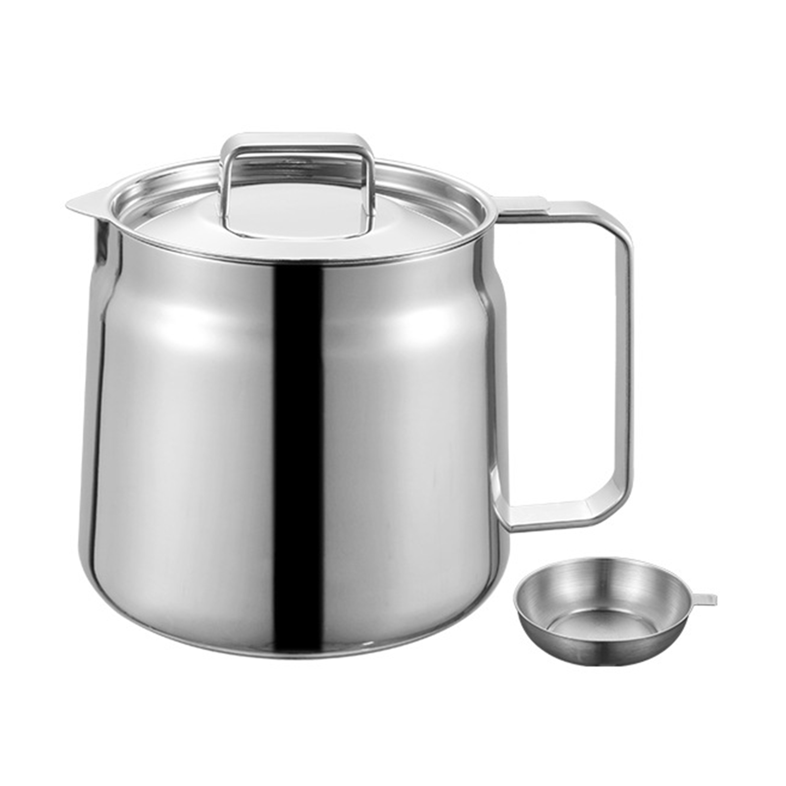HomeLife Stainless Steel Oil Filter Pot with Spout Handle Large ...
