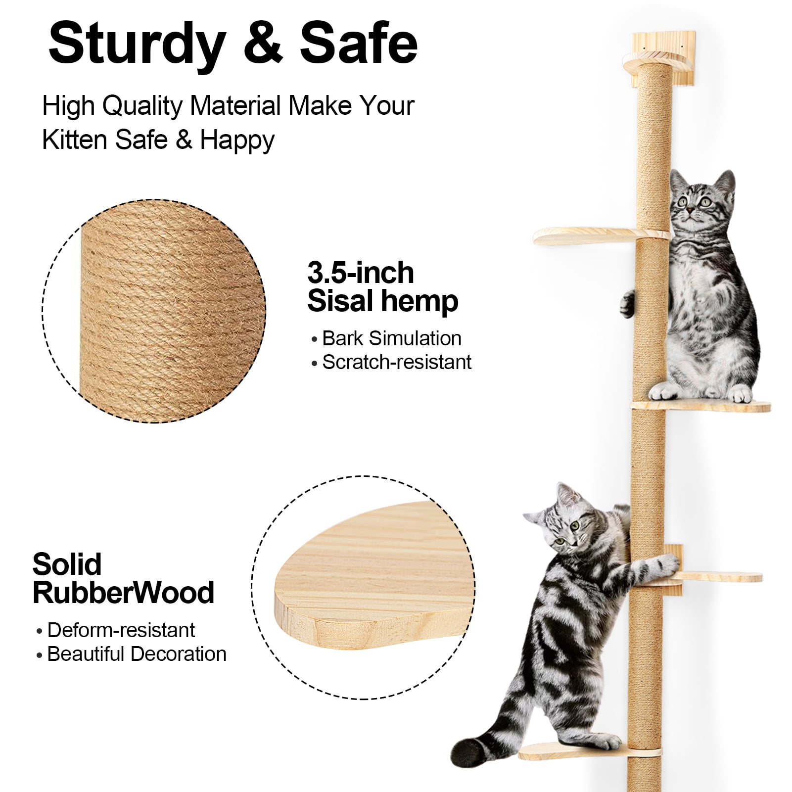 HomeLife Wall-Mounted Cat Tree for Cats Climb, Scratch, Lookout and ...