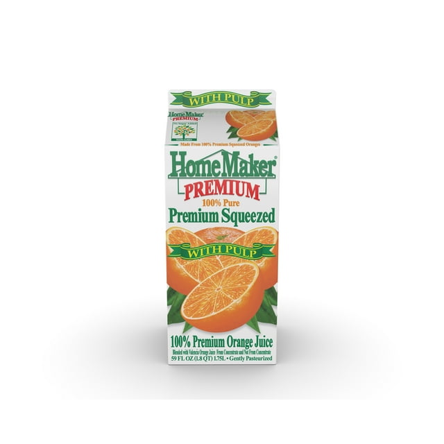 HomeMaker, Premium Squeezed Orange Juice with Pulp, Refrigerated 59 oz ...