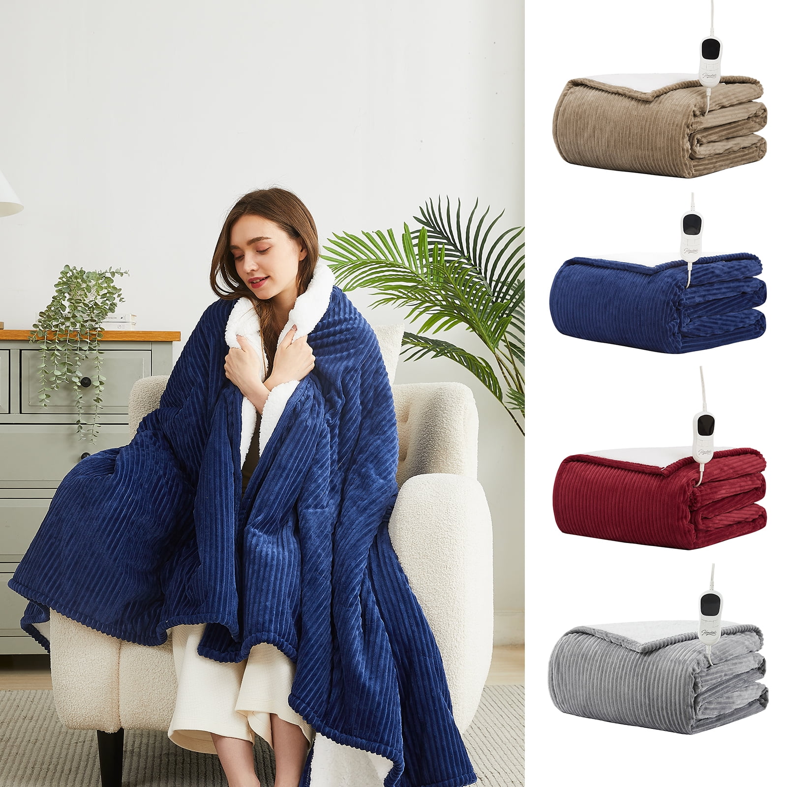 HomeMate Warm Warming Snuggle Electric Heated Thermal Blanket, Soft ...