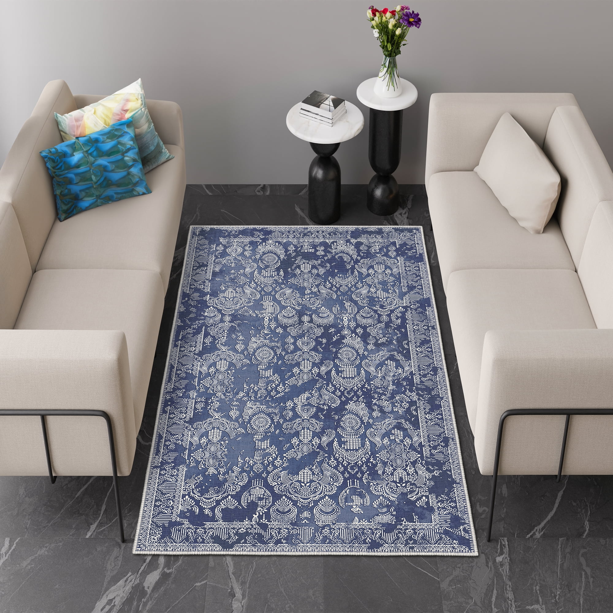 HomeNette Machine Washable Rug 80x150 cm, Non Slip, Stain Resistant ...